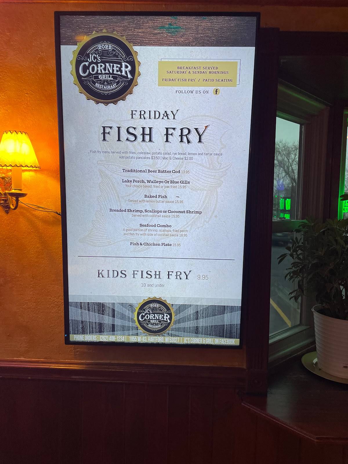 Menu at JC's Corner & Grill restaurant, Hartford