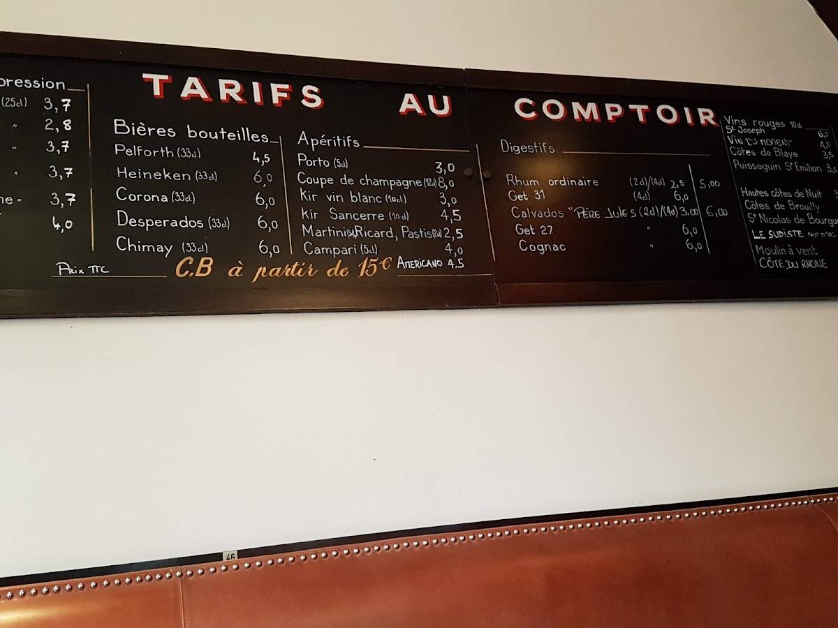 Menu at La Source pub & bar, Paris, 49 Bd de la Tour-Maubourg