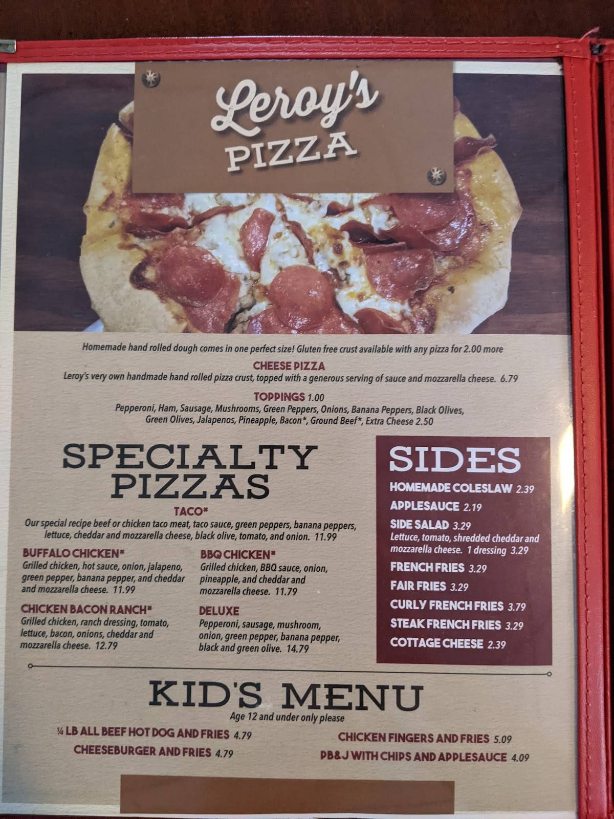 Menu at Leroy's of Wooster pub & bar, Wooster