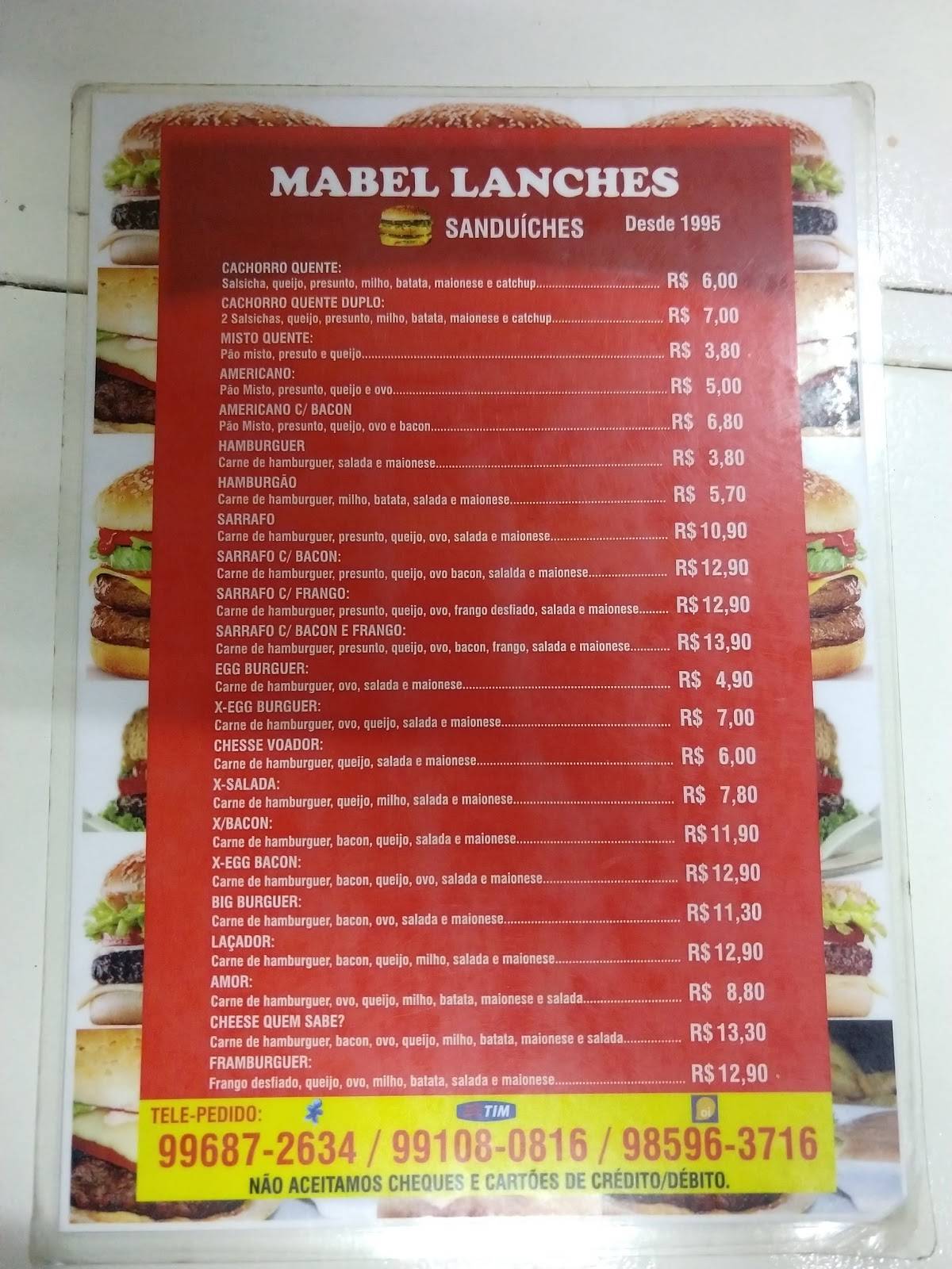Menu em Mabel Lanches restaurante, Belo Horizonte