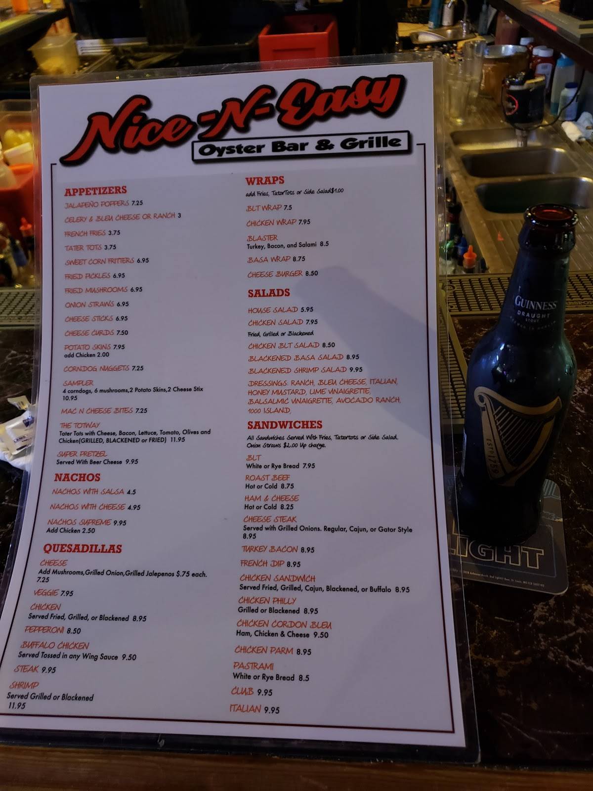 Menu at Nice N Easy Oyster Bar & Grille, Orange City