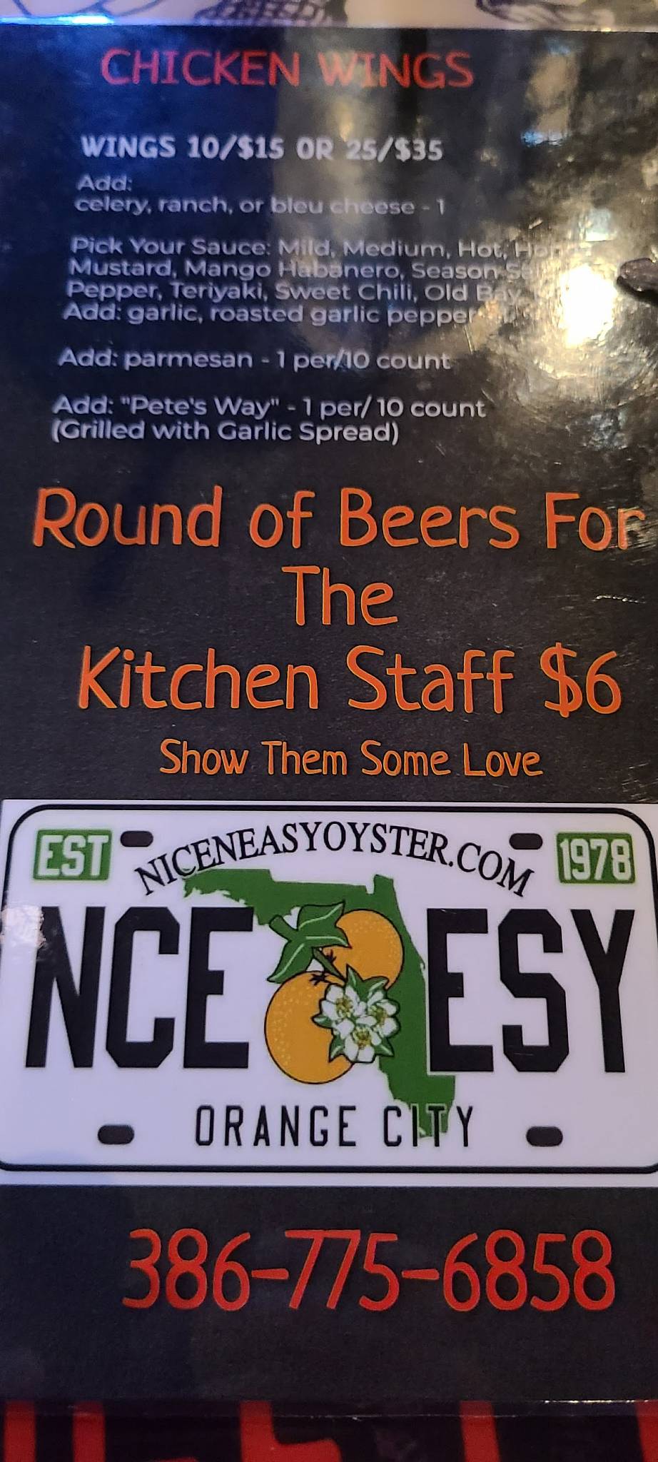 Menu at Nice N Easy Oyster Bar & Grille, Orange City