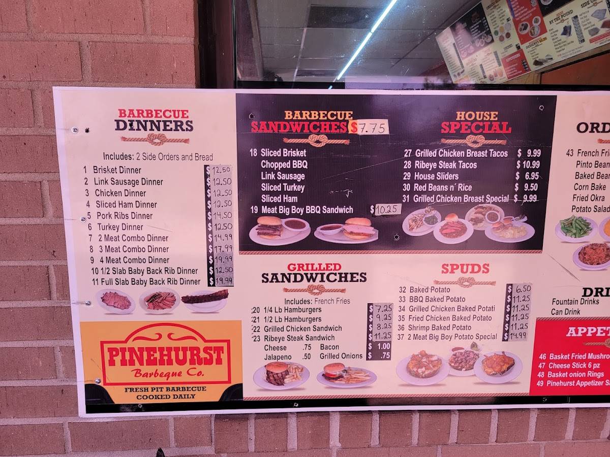 Menu at Pinehurst BBQ, Orange