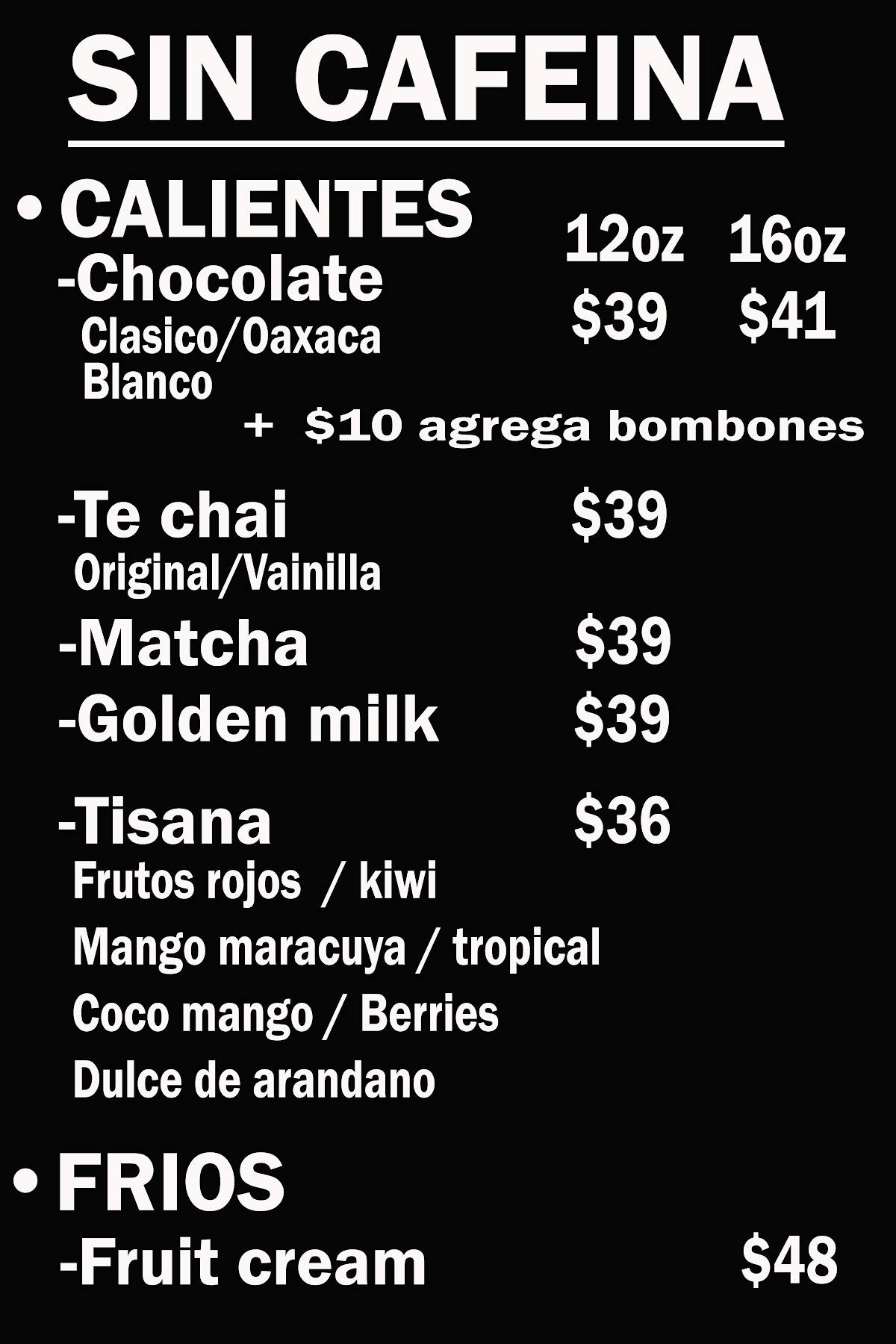 Menu at Rams barra de cafe, Apan