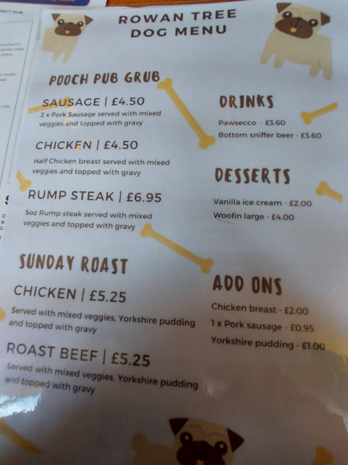 Menu at Rowan Tree pub & bar, Armadale