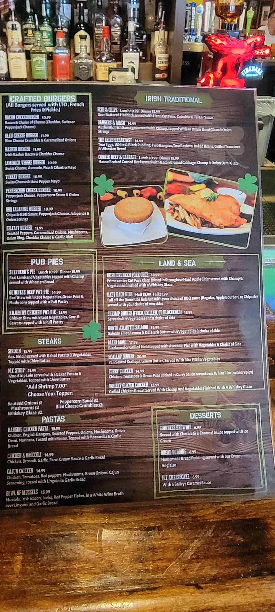 Menu at Shindig Irish Restaurant & Pub, Port St. Lucie