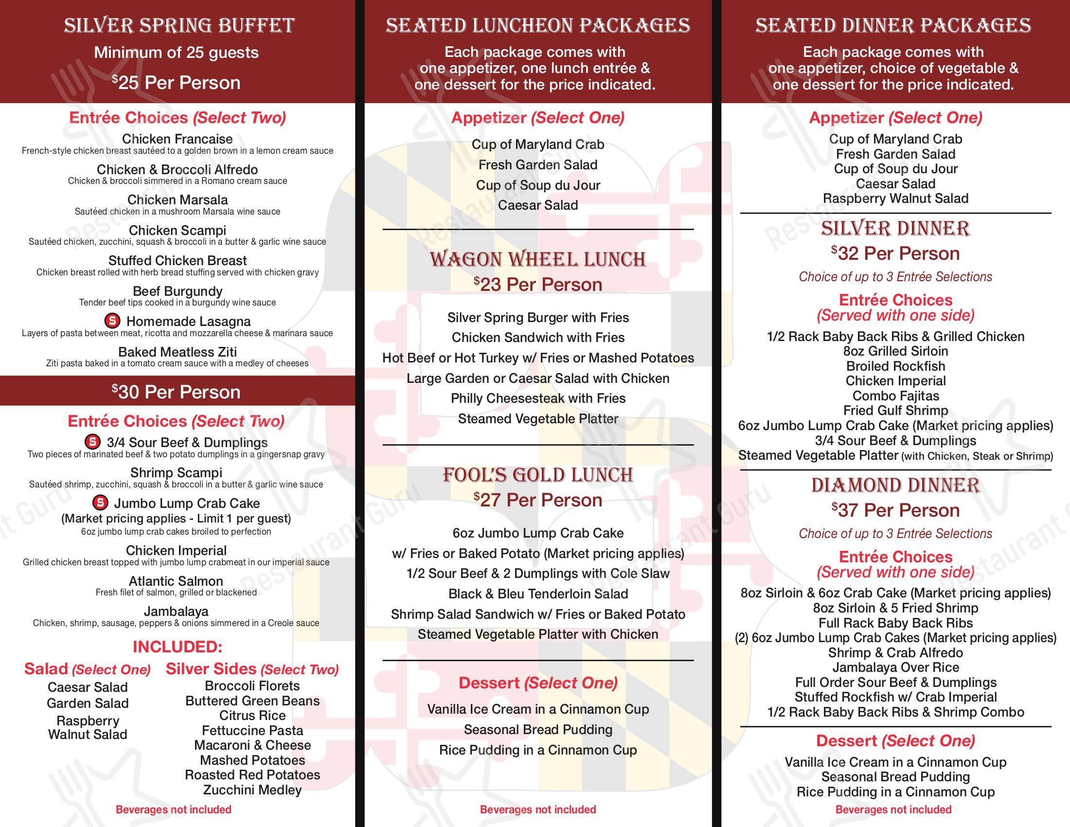 Menu at Silver Spring Mining Company pub & bar, Perry Hall