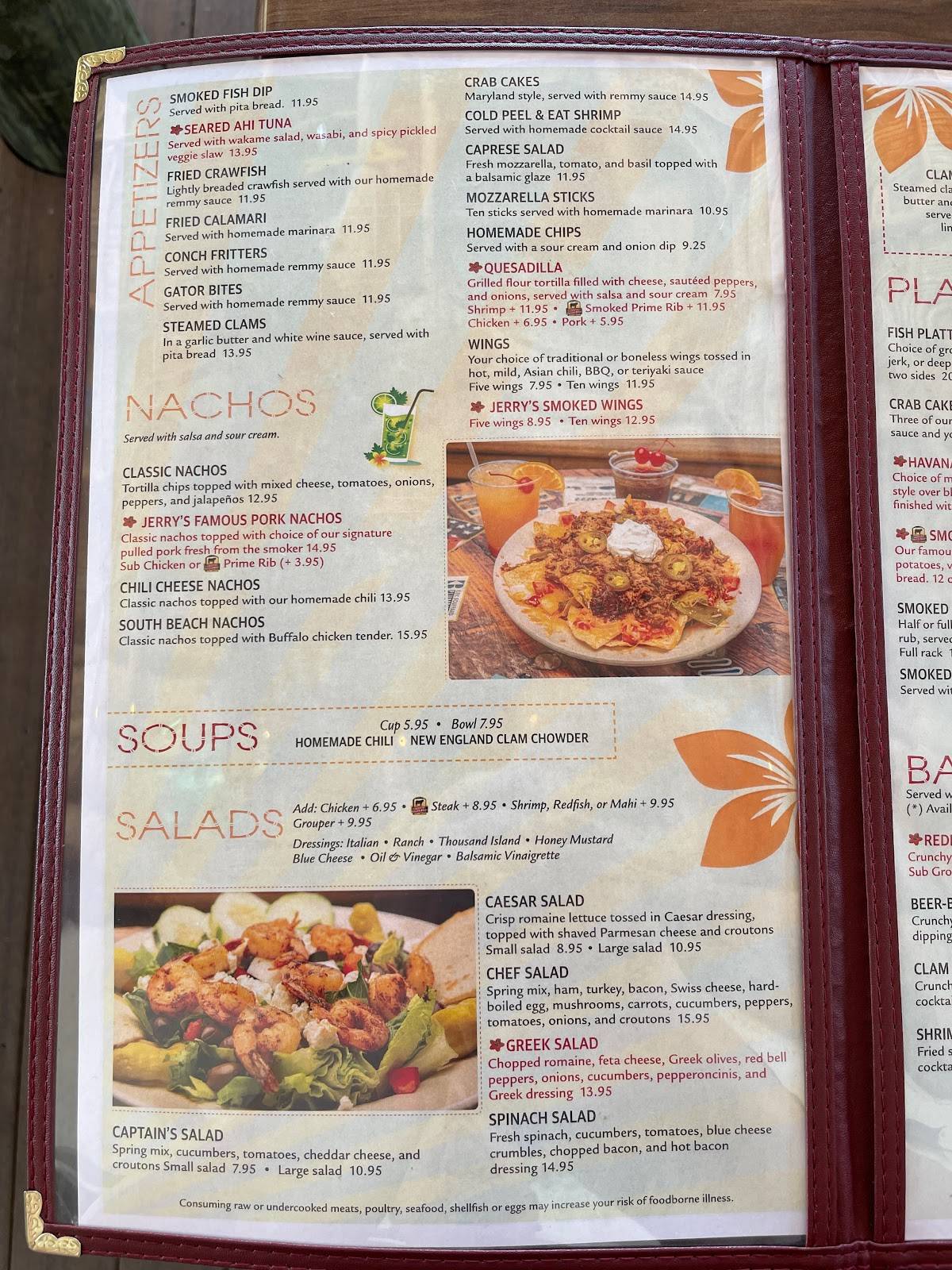 Menu at Smokin Jerry's Tiki Hut pub & bar, Placida