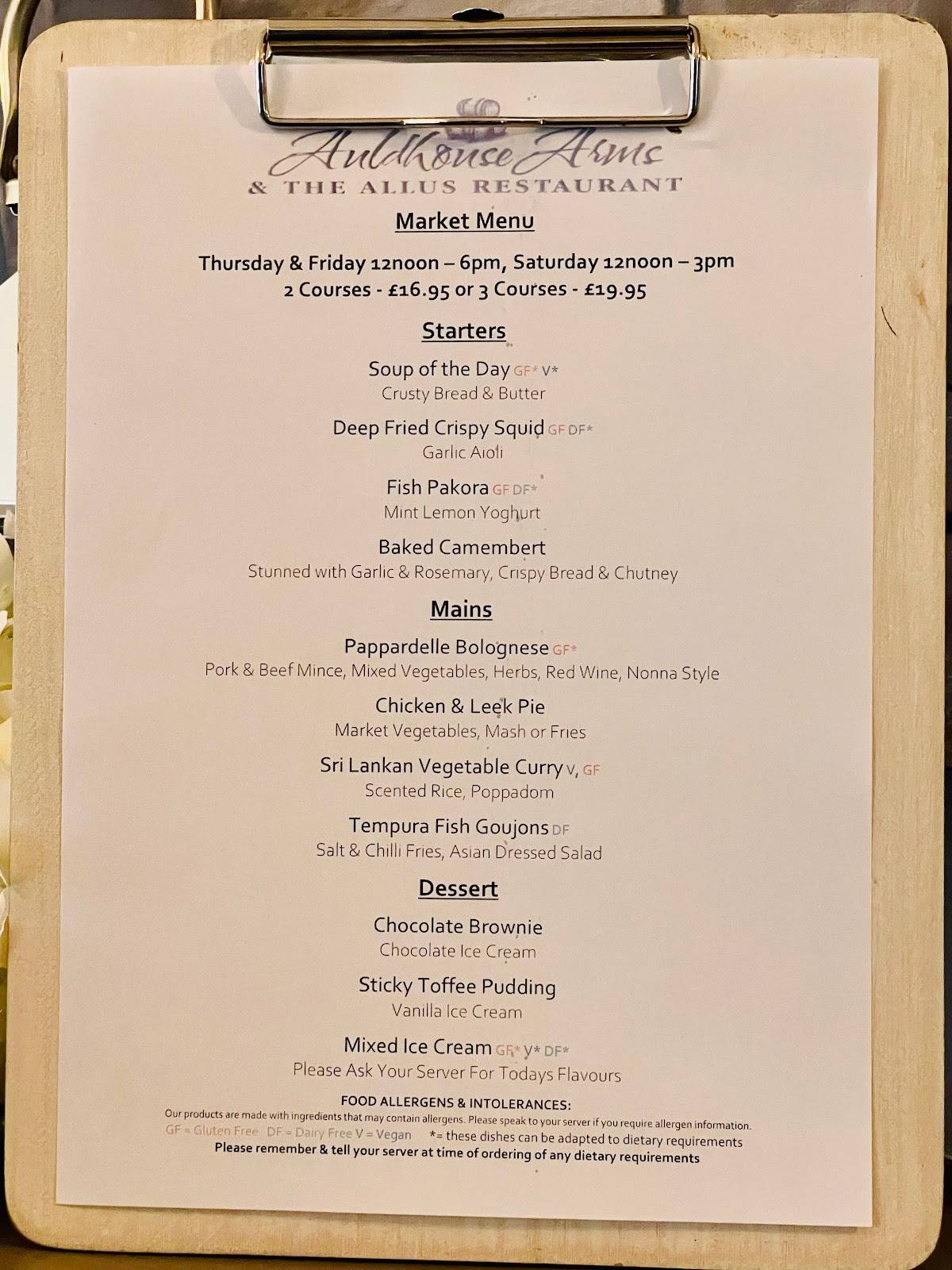 Menu at The Auldhouse Arms Bar, Glasgow