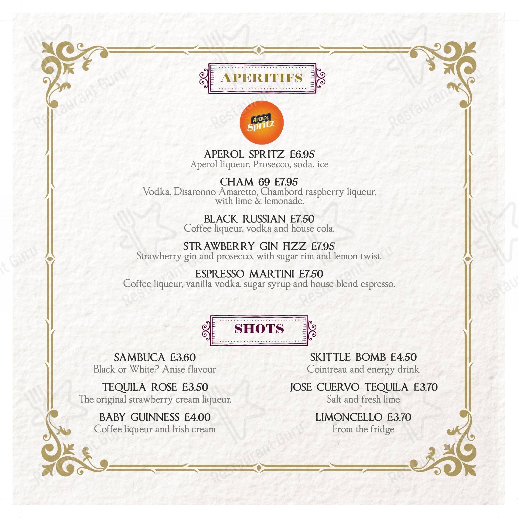 Menu at The Devonshire pub & bar, Belper