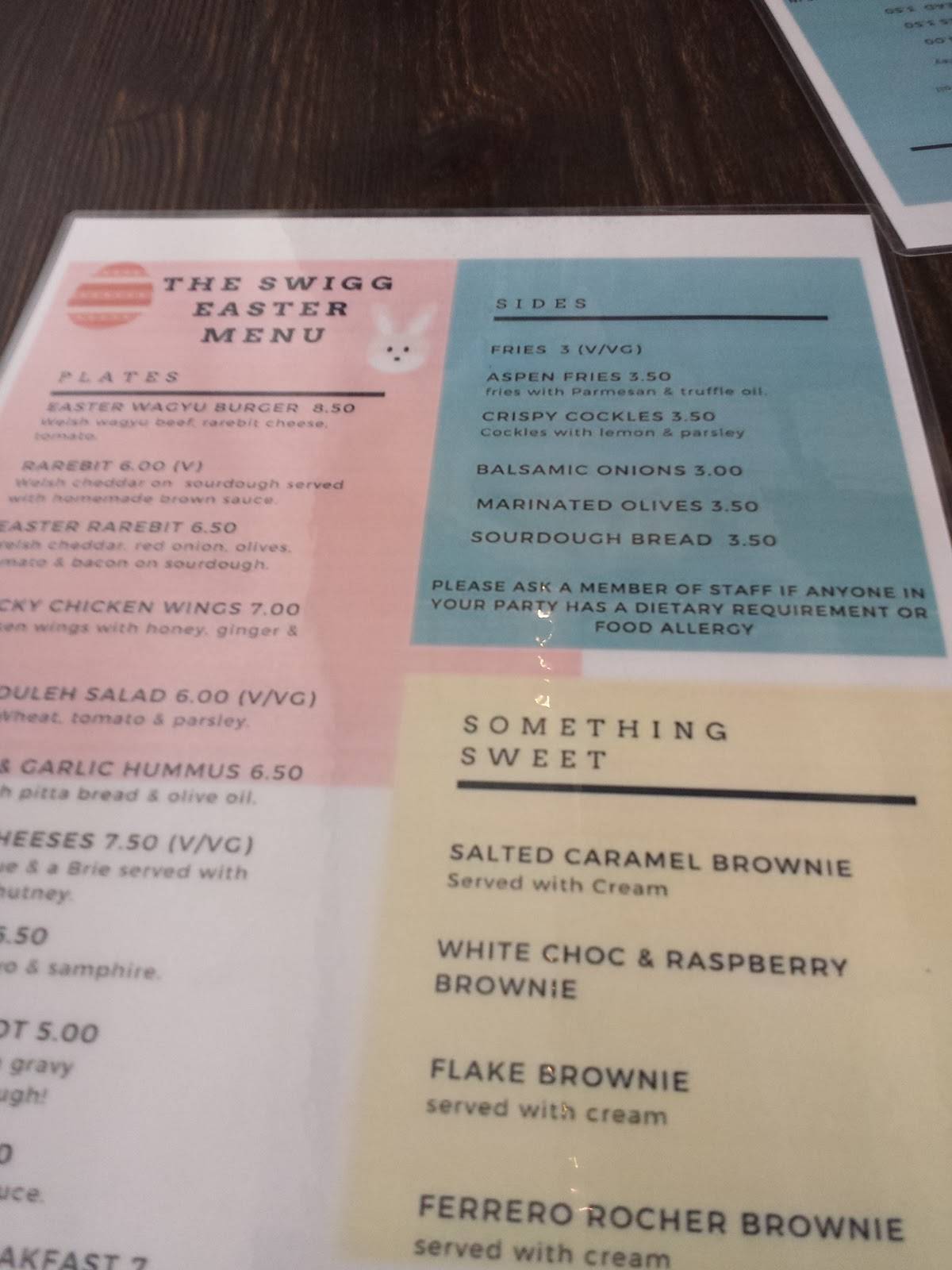 Menu at The Swigg pub & bar, Swansea