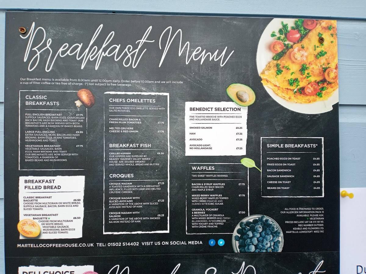 Menu at The Thatch restaurant, Lowestoft