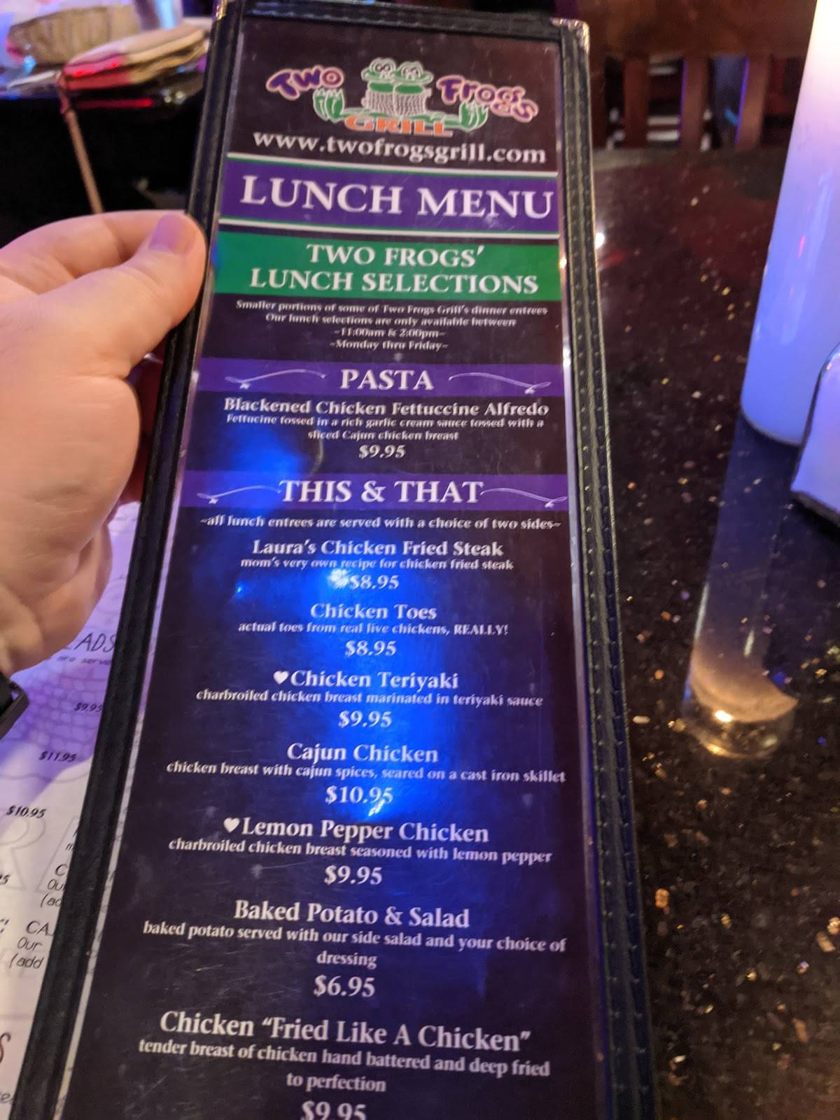 Menu at Two Frogs Grill pub & bar, Ardmore