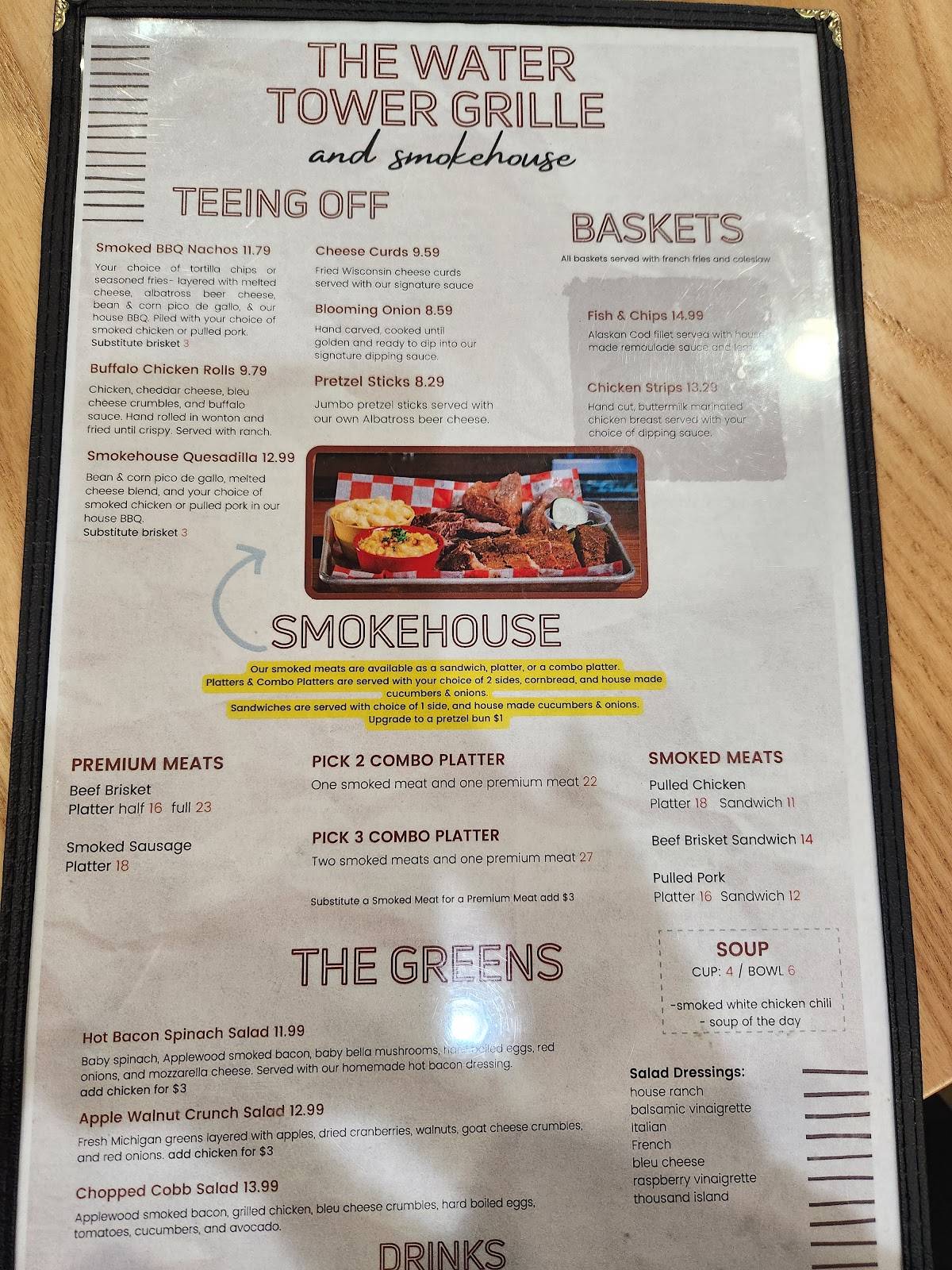 Menu at Water Tower Grille and Smokehouse pub & bar, Belding
