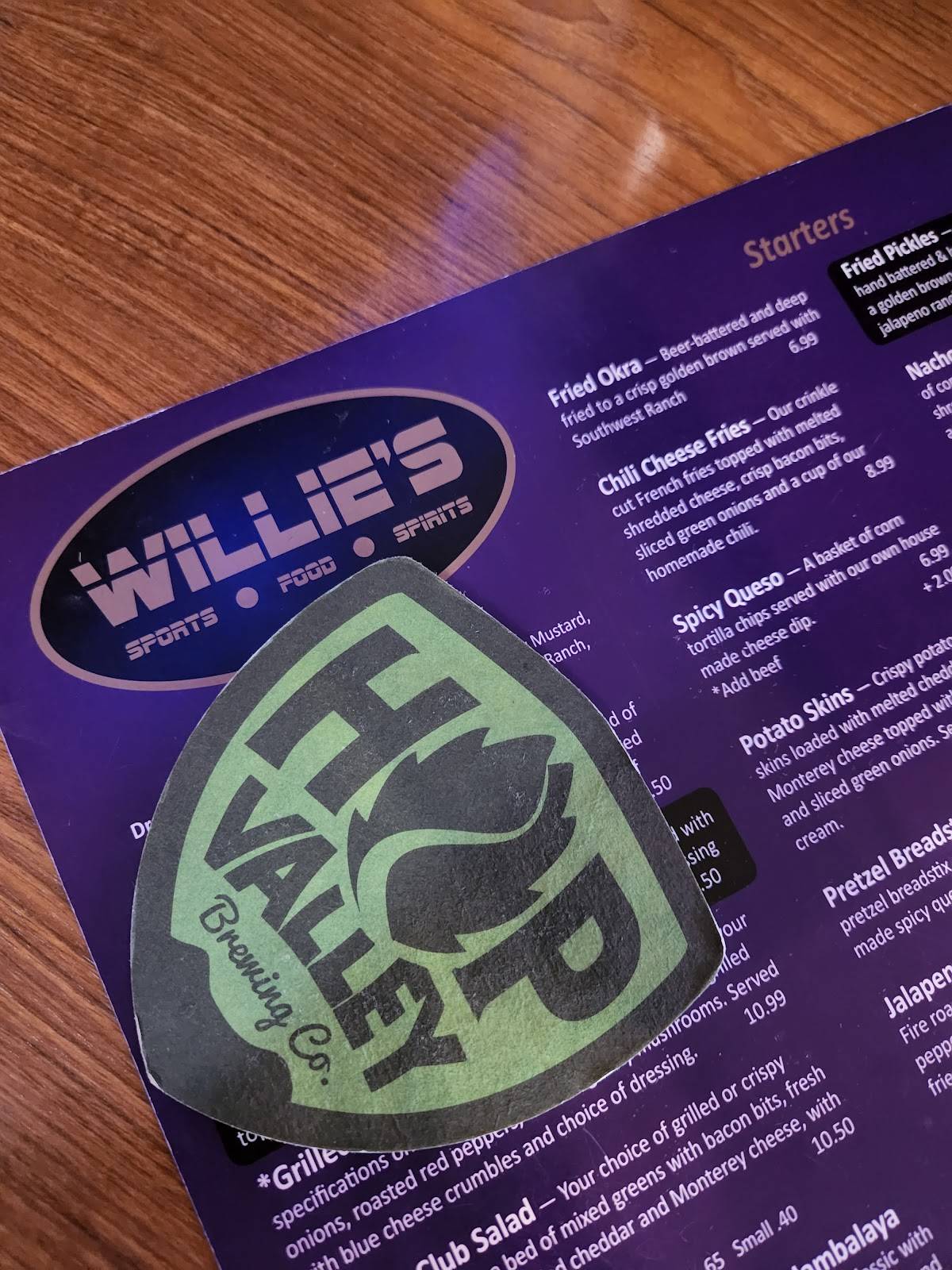 Menu at Willie's Sports Bar & Grill, El Dorado