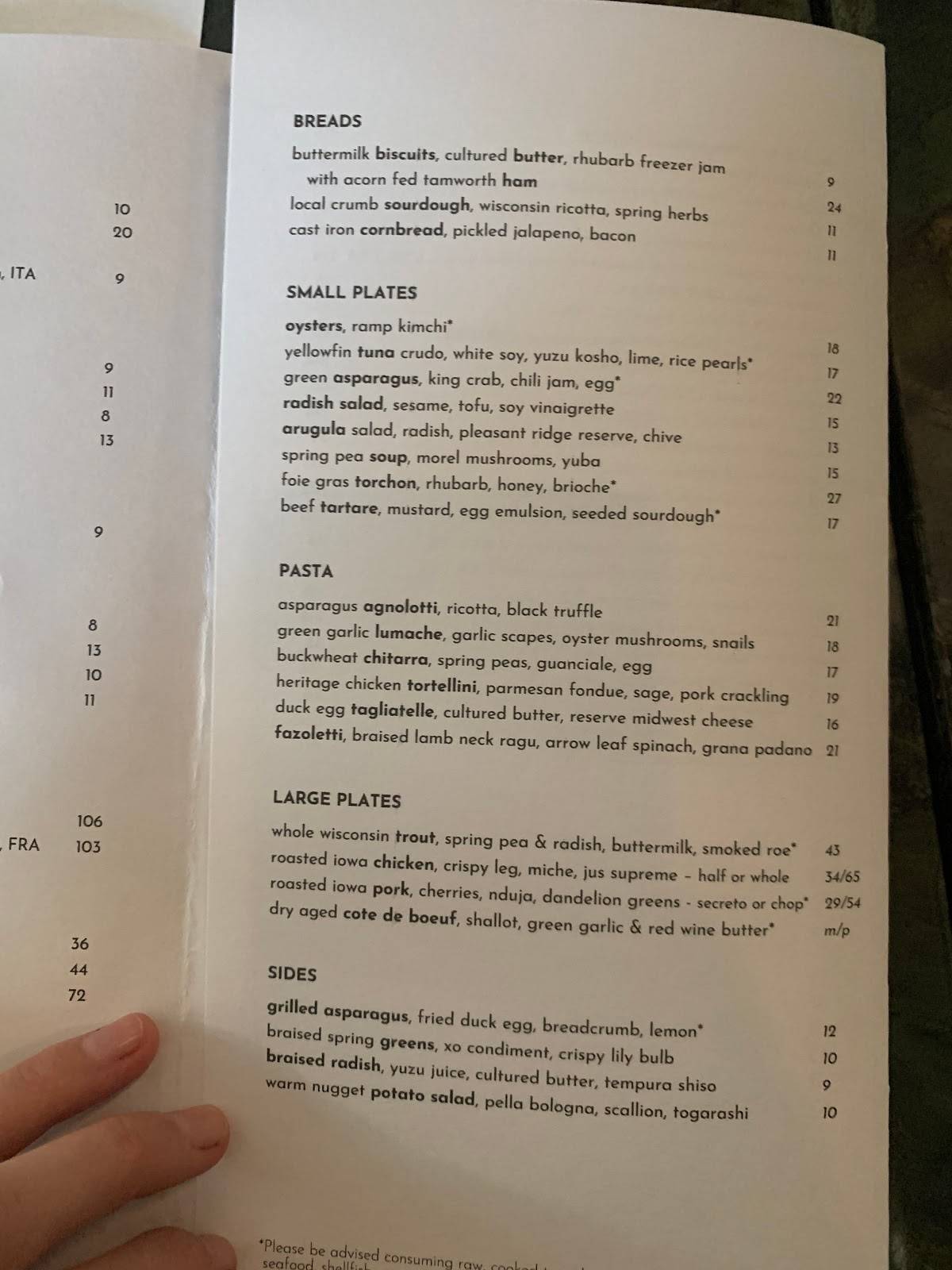Menu at the Webster pub & bar, Iowa City