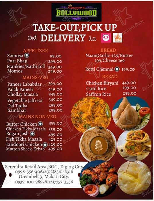 Menu at Queens at Bollywood - BGC restaurant, Taguig, Ground Floor