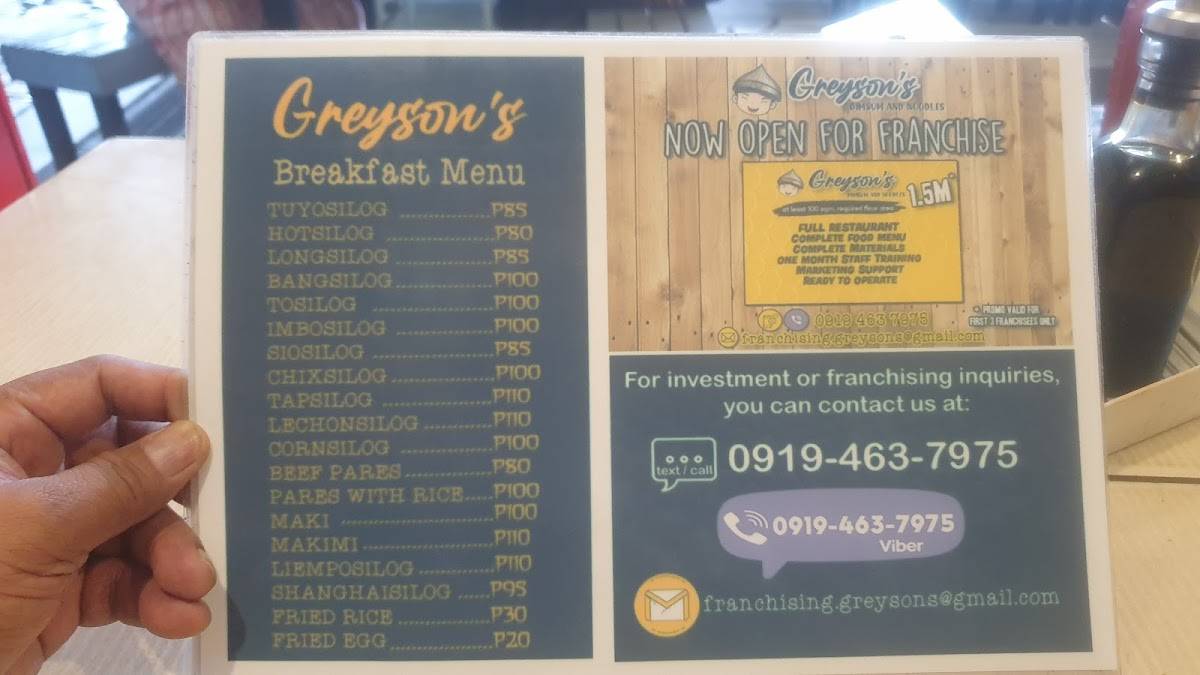 Menu at Greyson's Dimsum and Noodles - SAN JUAN BRANCH restaurant, San Juan