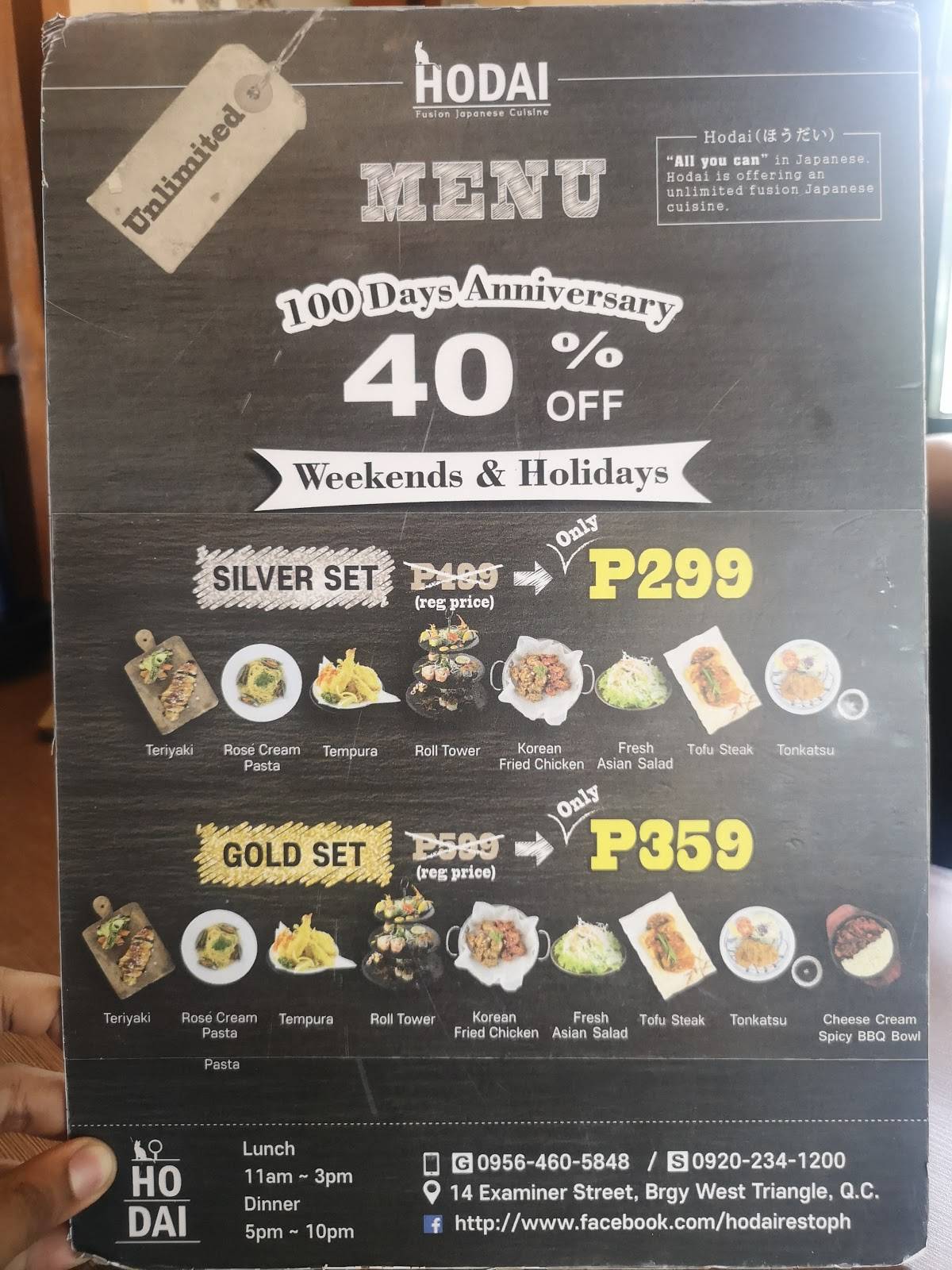 Menu at HODAI Korean BBQ & SEAFOOD Grill, Quezon City