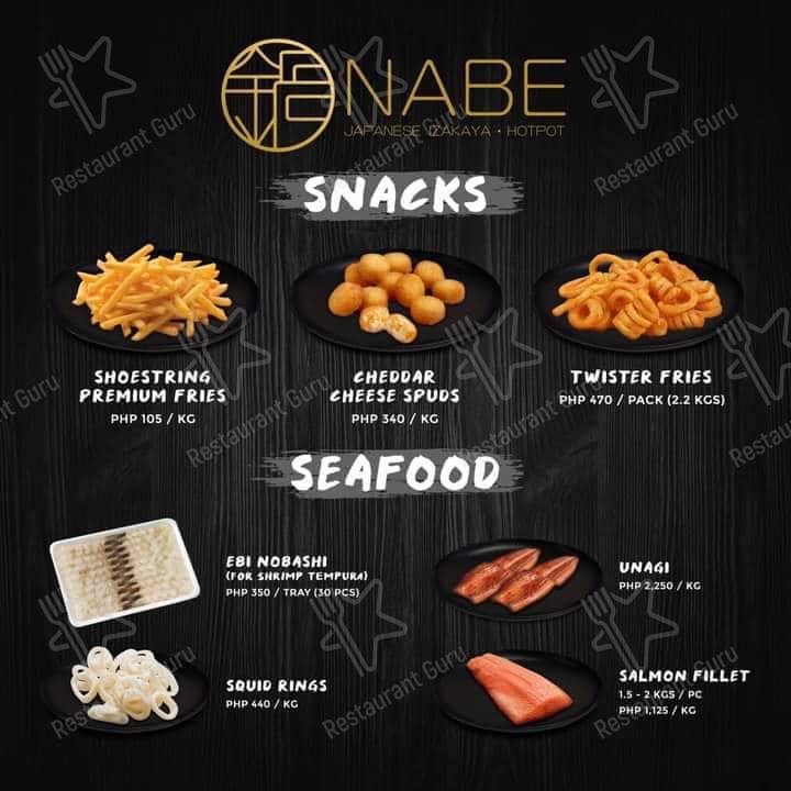Menu at Nabe Japanese Izakaya and Hotpot - Banawe restaurant, Quezon ...