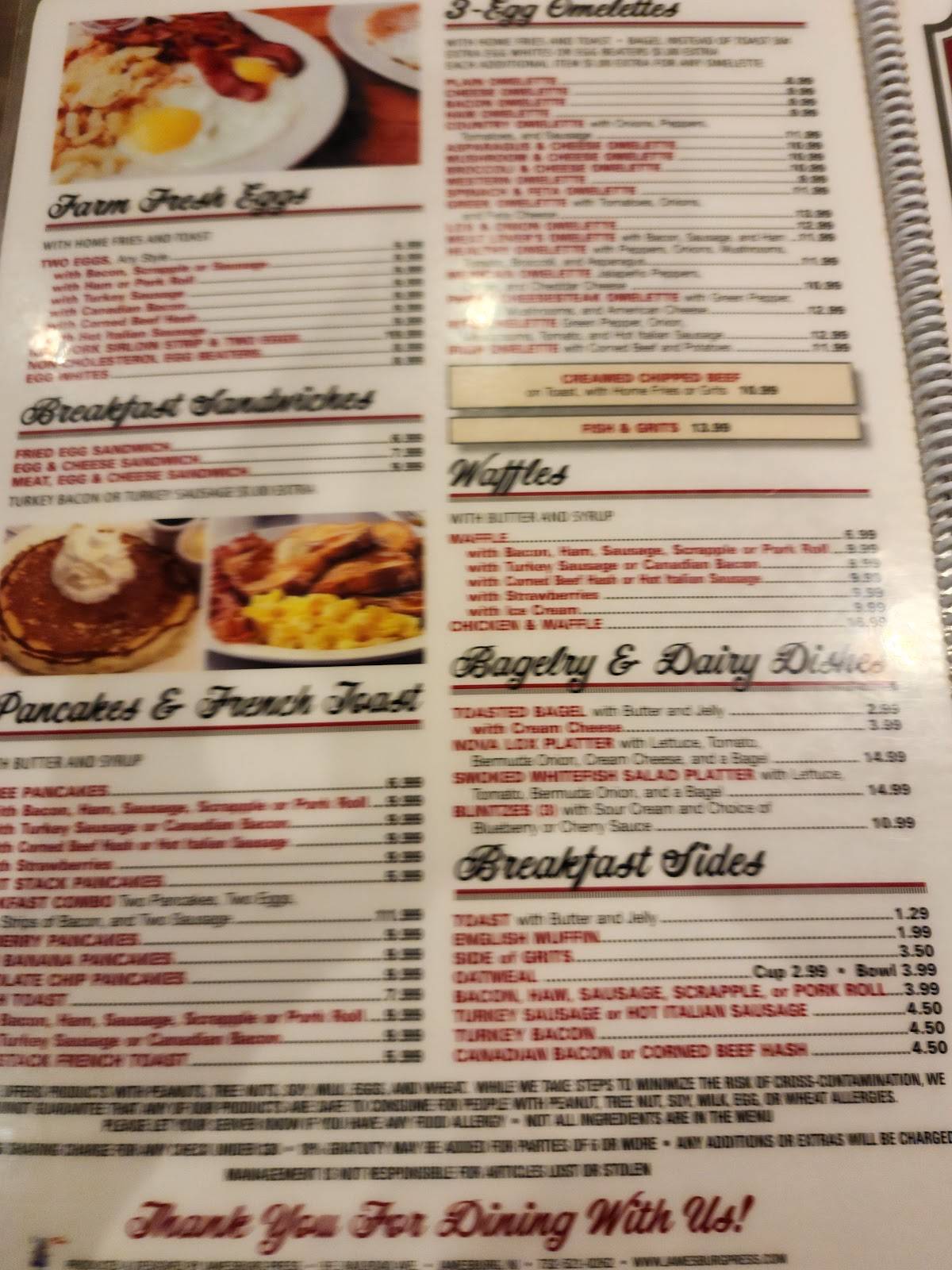 Menu at RITZ Diner restaurant, Philadelphia