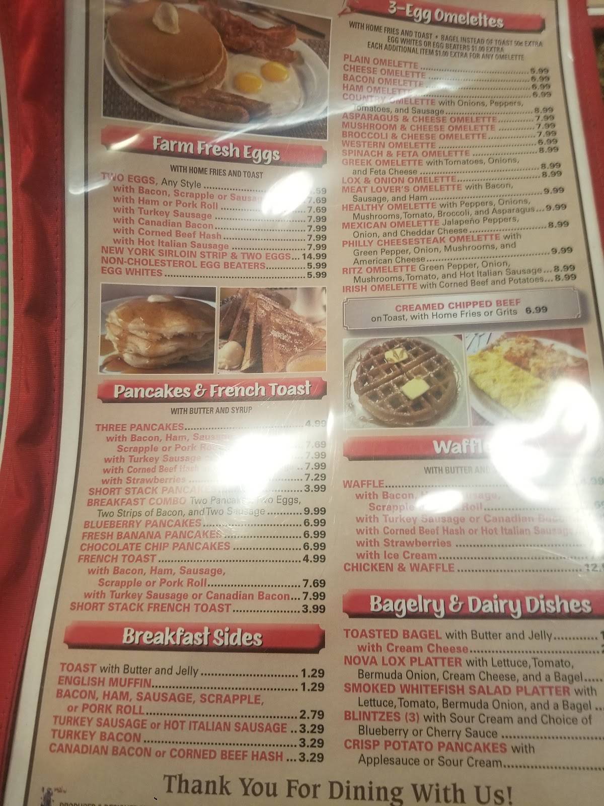 Menu at RITZ Diner restaurant, Philadelphia