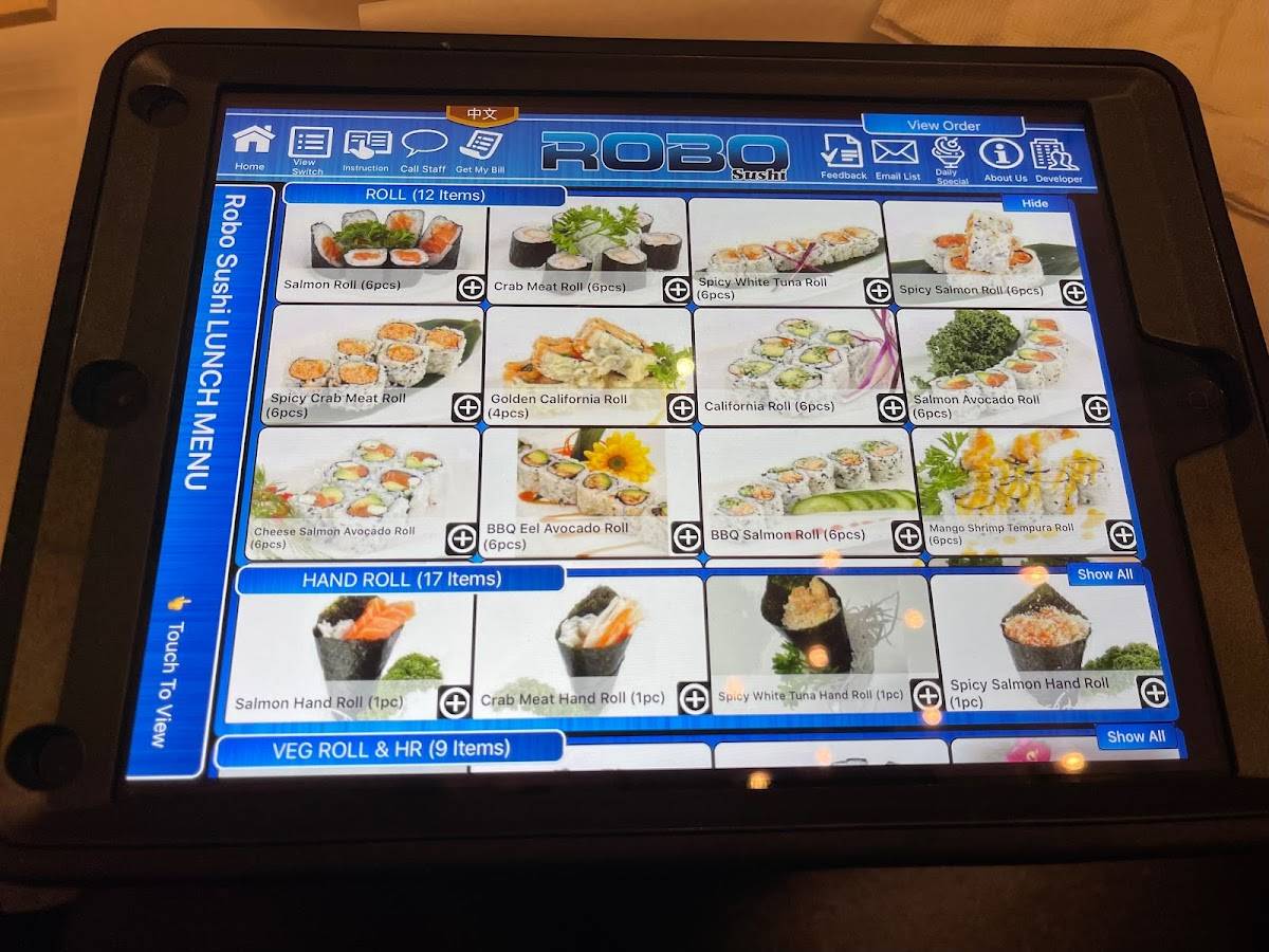 Menu at ROBO SUSHI restaurant, Toronto