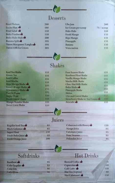 Menu at RSM Lutong Bahay restaurant, Tagaytay, Aguinaldo Highway ...