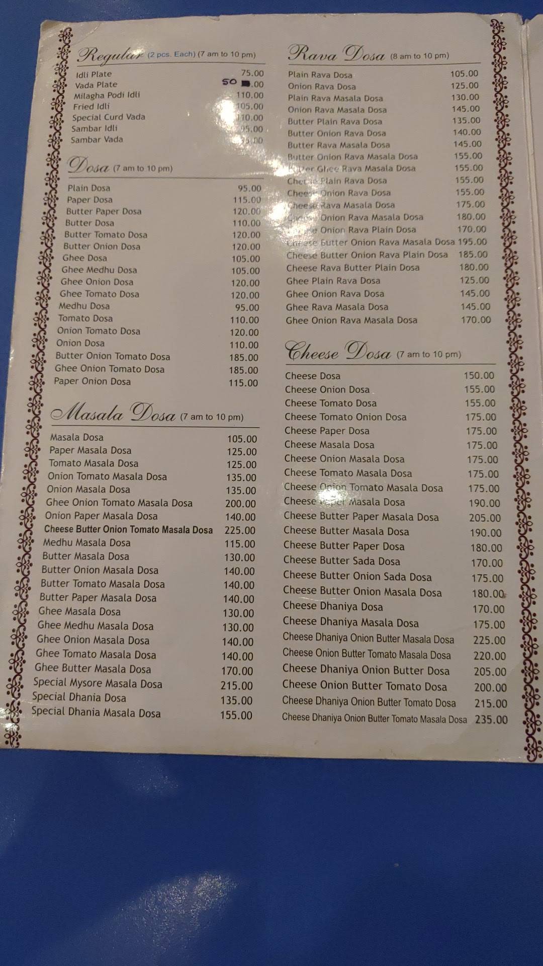 Menu at Raj Restaurant, Kolkata, 10/2
