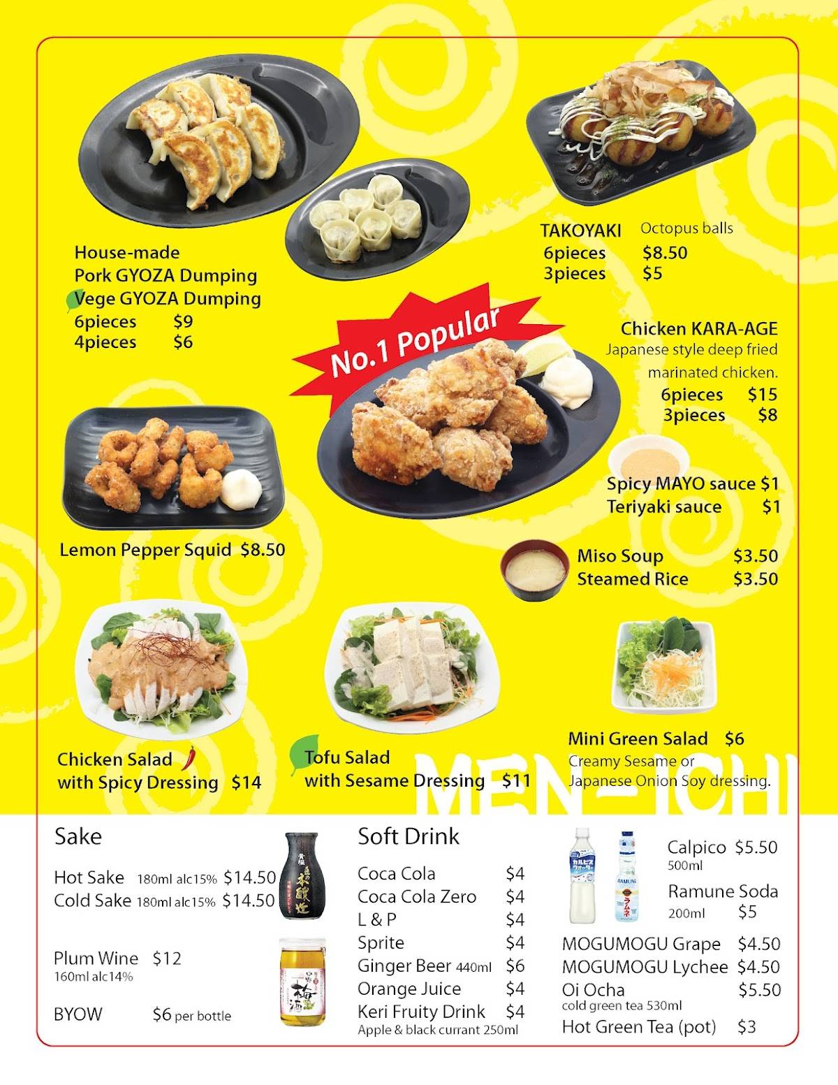 Menu at Ramen House MEN-ICHI restaurant, Auckland, Unit H/491 Pakuranga Rd