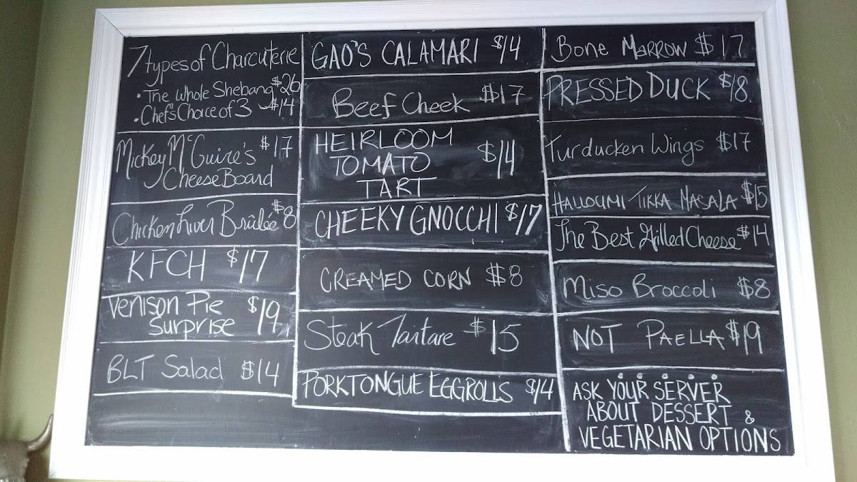 Menu at Rapscallion and Co. restaurant, Hamilton