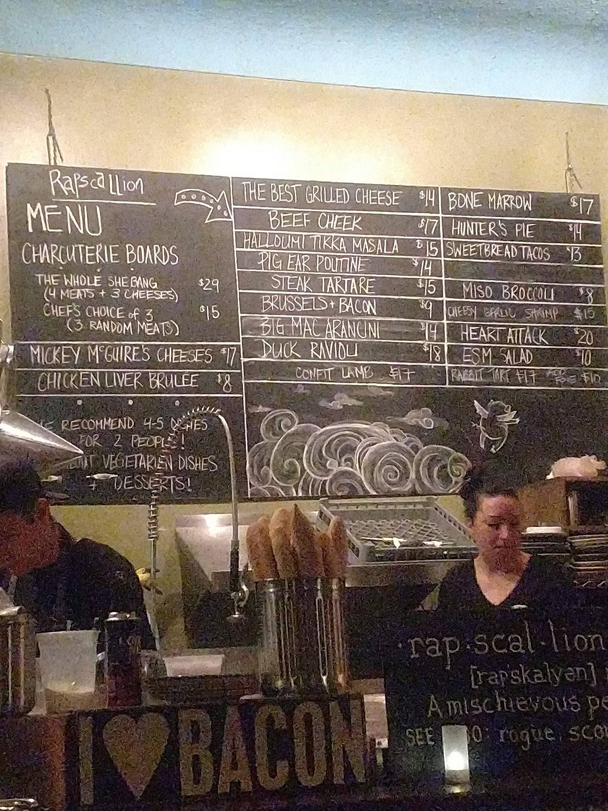 Menu at Rapscallion and Co. restaurant, Hamilton