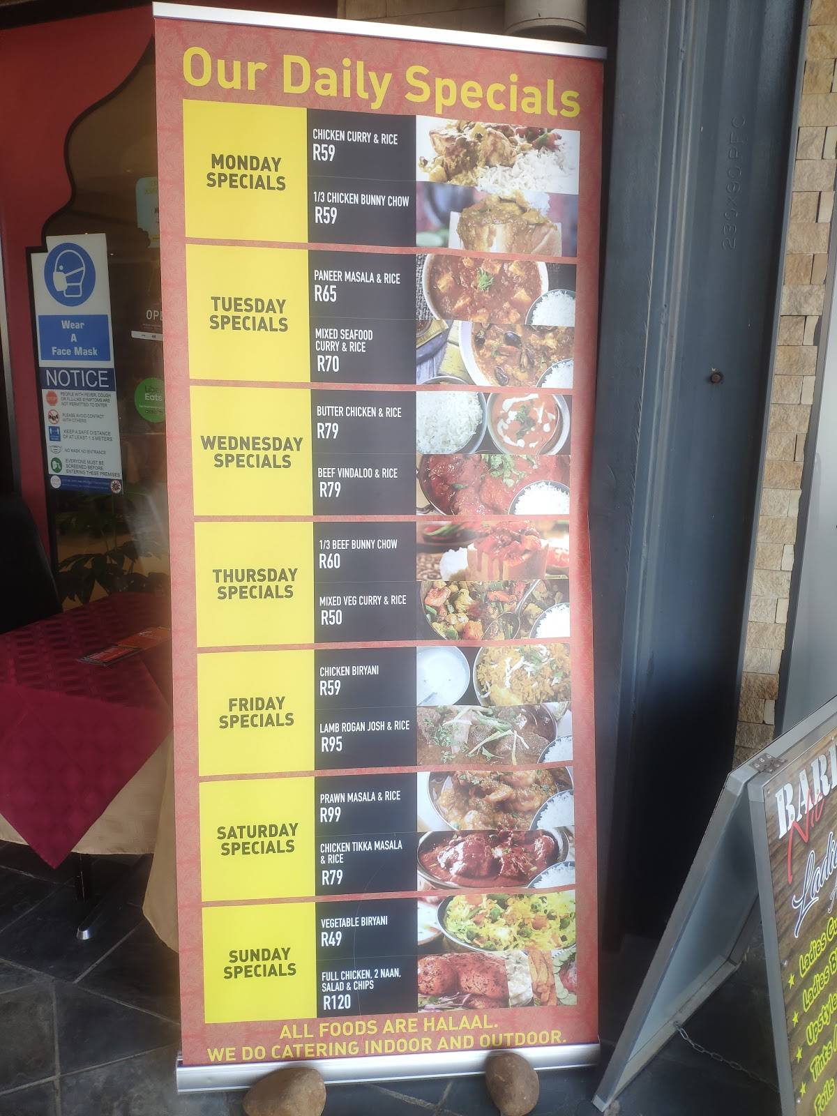 Menu at Rasam Tandoori Indian Restaurant Benoni, Benoni