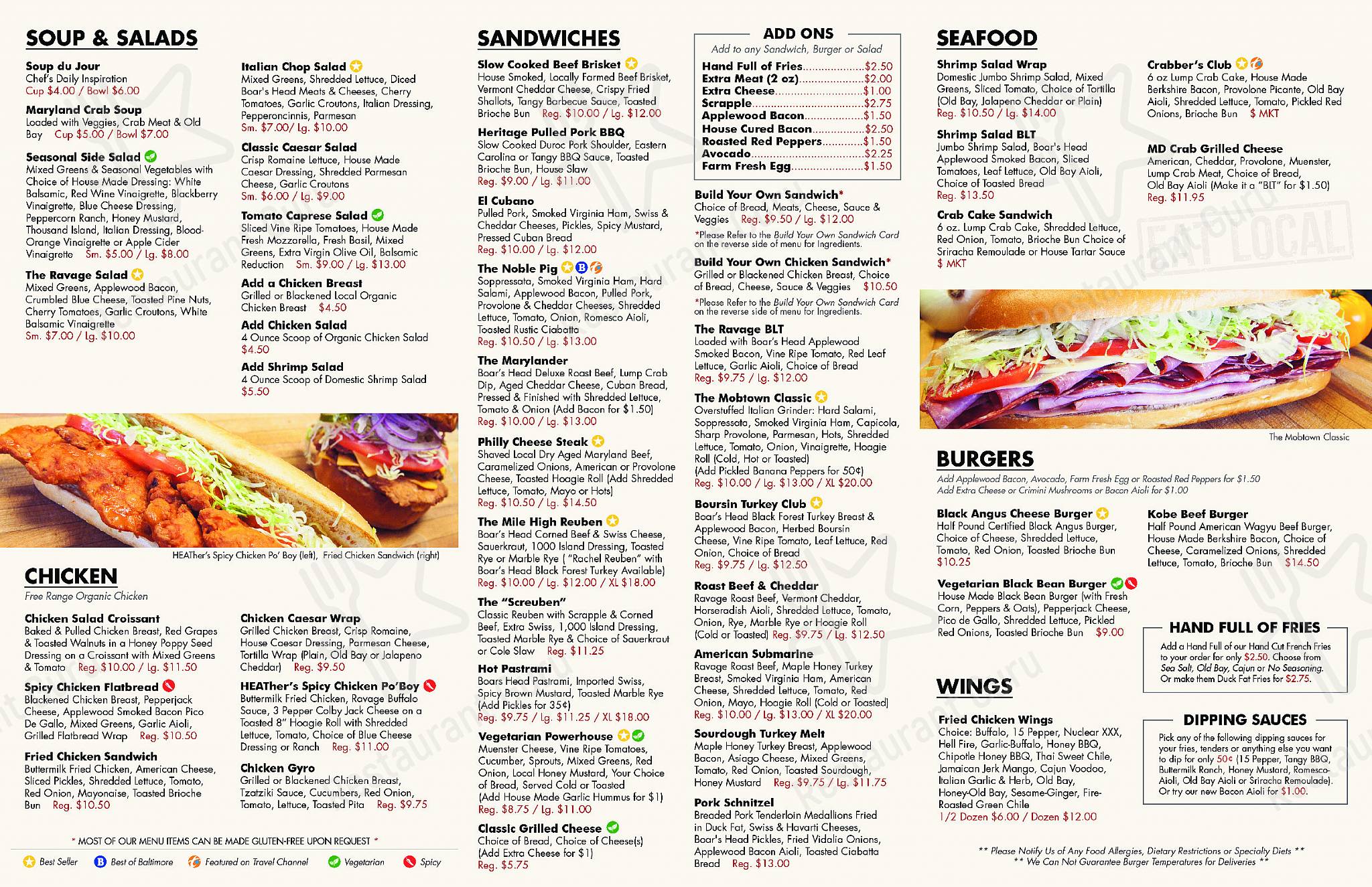 Menu at Ravage Deli restaurant, Perry Hall