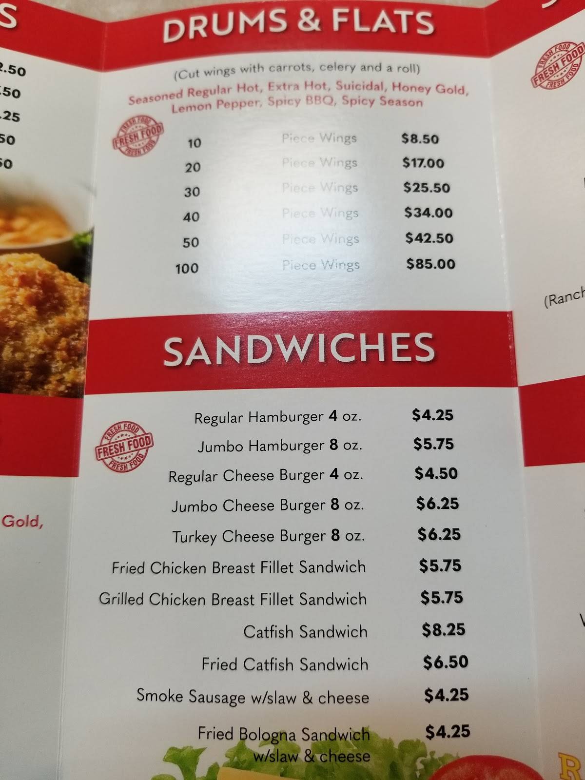 Menu at Rayford's All In One Hot Wings restaurant, Memphis, Berryhill ...