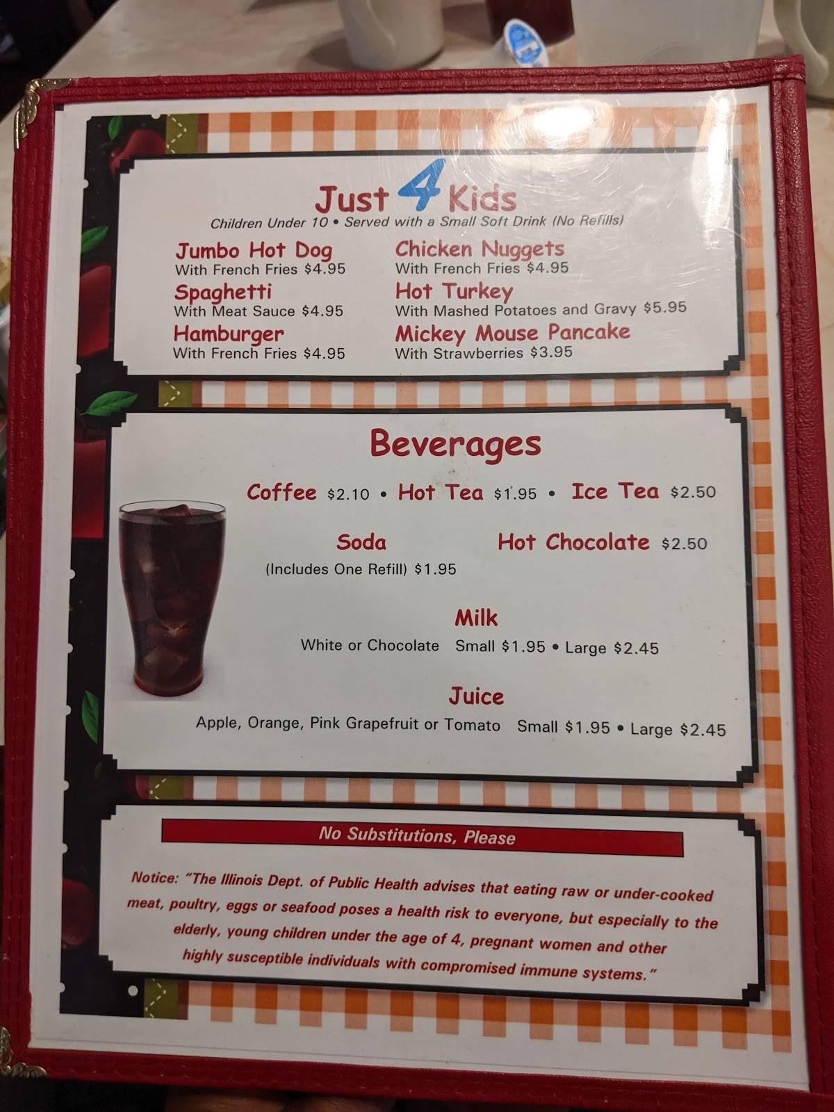 Menu at Red Apple Family Restaurant, Maryville
