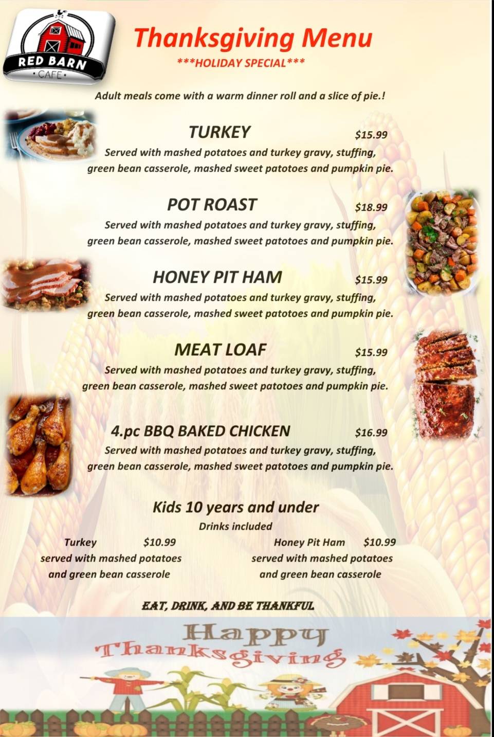 Menu at Red Barn Cafe, Mount Vernon, 107 W Mt Vernon Blvd
