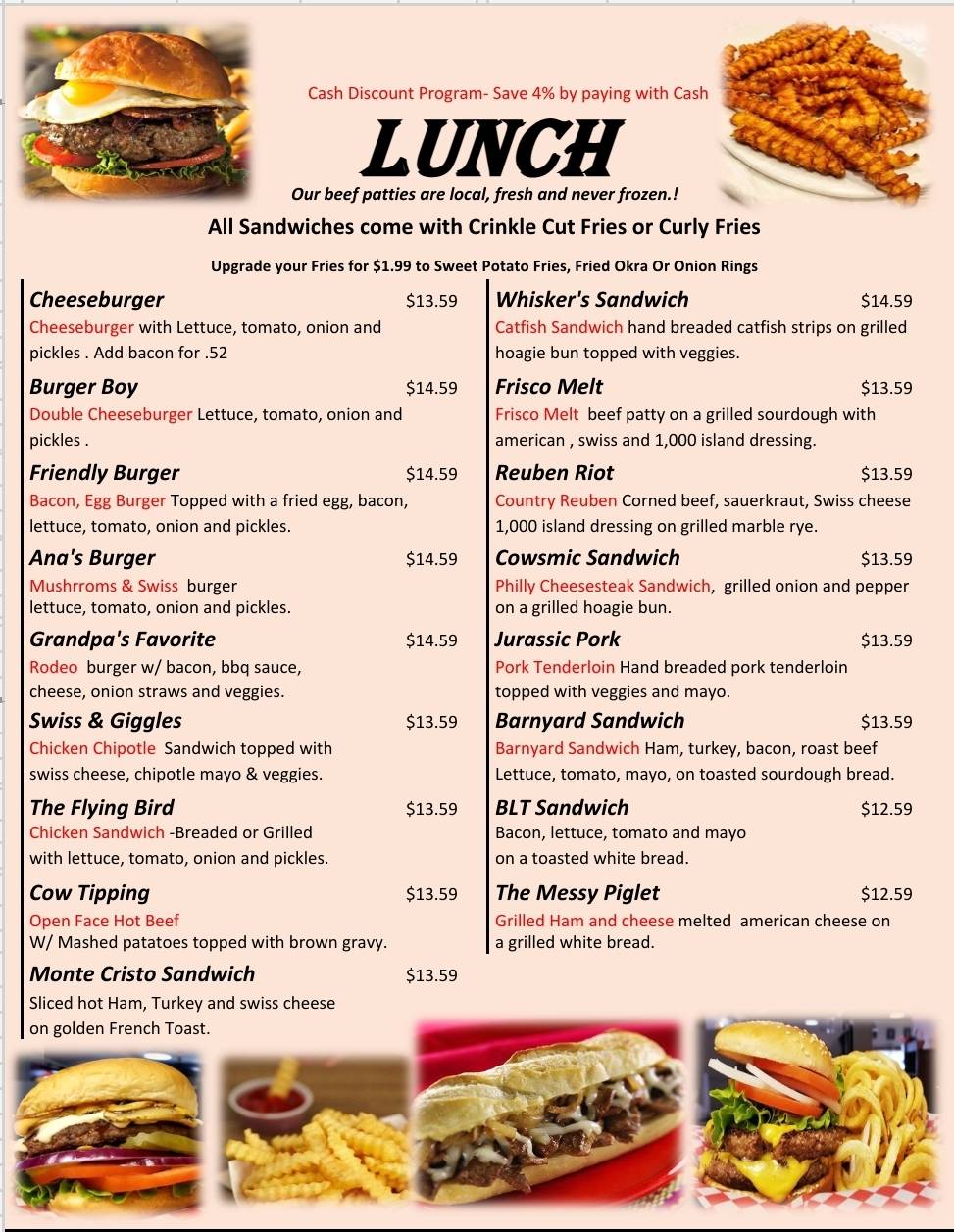 Menu at Red Barn Cafe, Mount Vernon, 107 W Mt Vernon Blvd