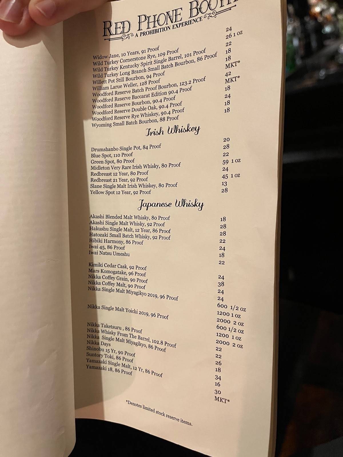 Menu at Red Phone Booth - Nashville pub & bar, Nashville