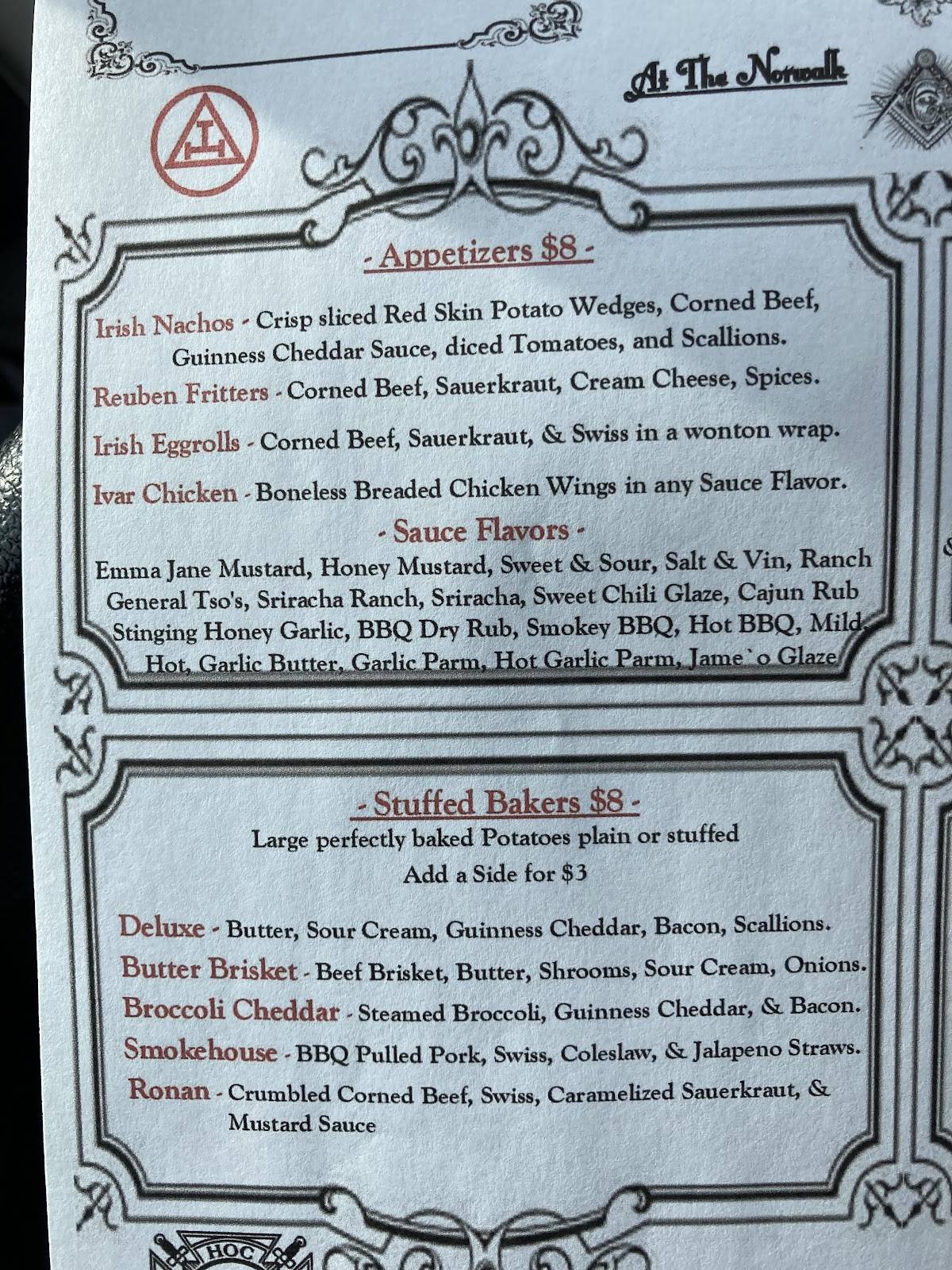 Menu at Red Shamrock Ltd. restaurant, Norwalk
