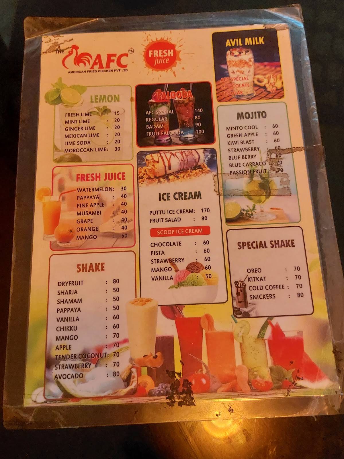 Menu at AFC (American Fried Chicken) Perambra, Perambra