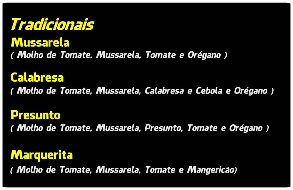 Menu at Alan Pizzas restaurant, Arraial do Cabo