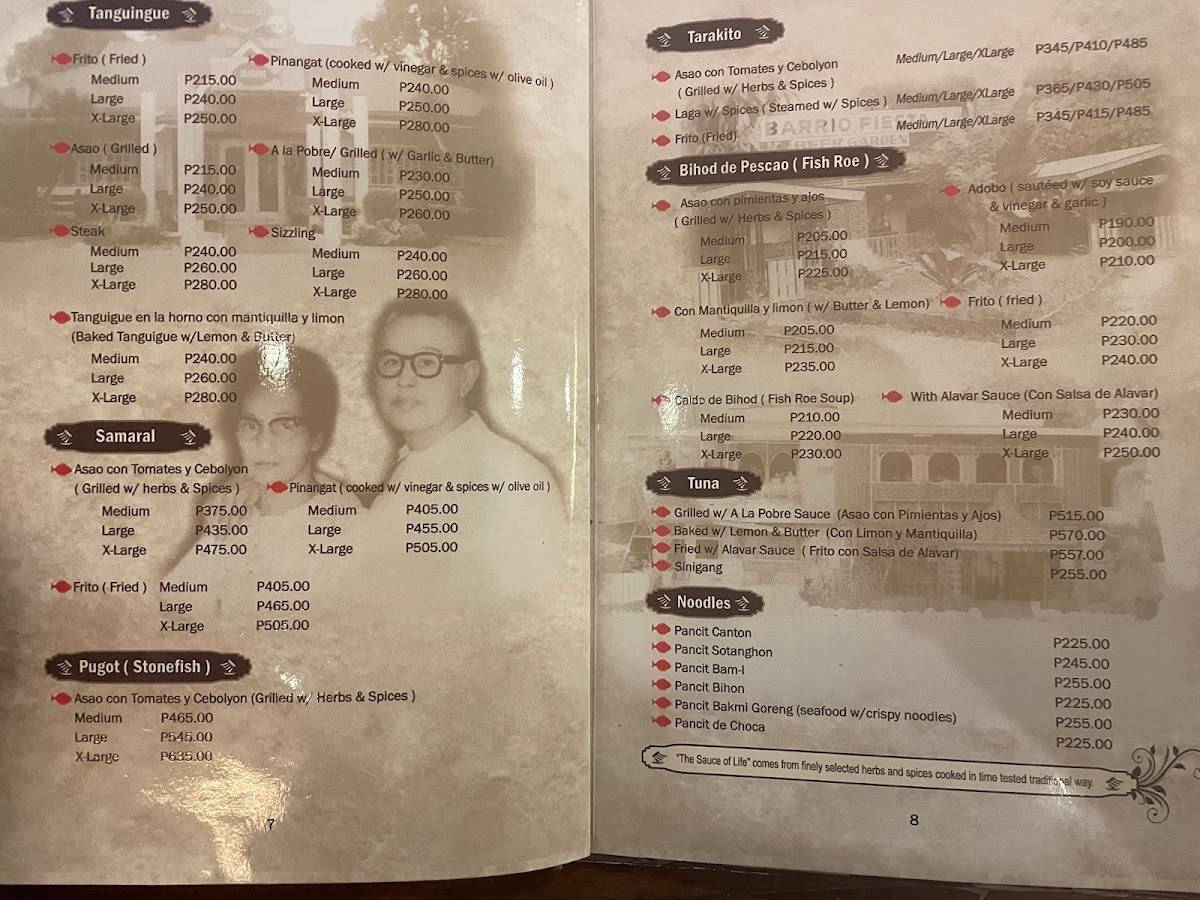 Menu at Alavar Seafood Restaurant, Zamboanga, 173 Don Alfaro St