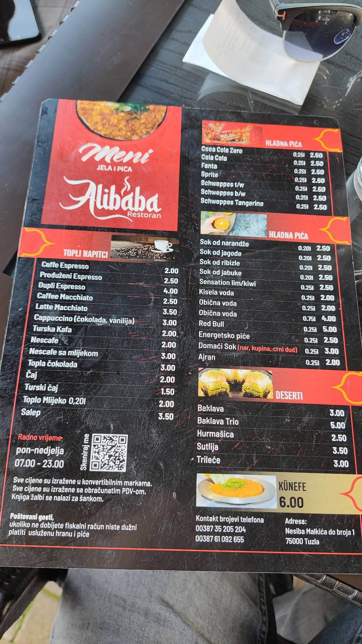 Menu at Alibaba Restoran restaurant, Tuzla