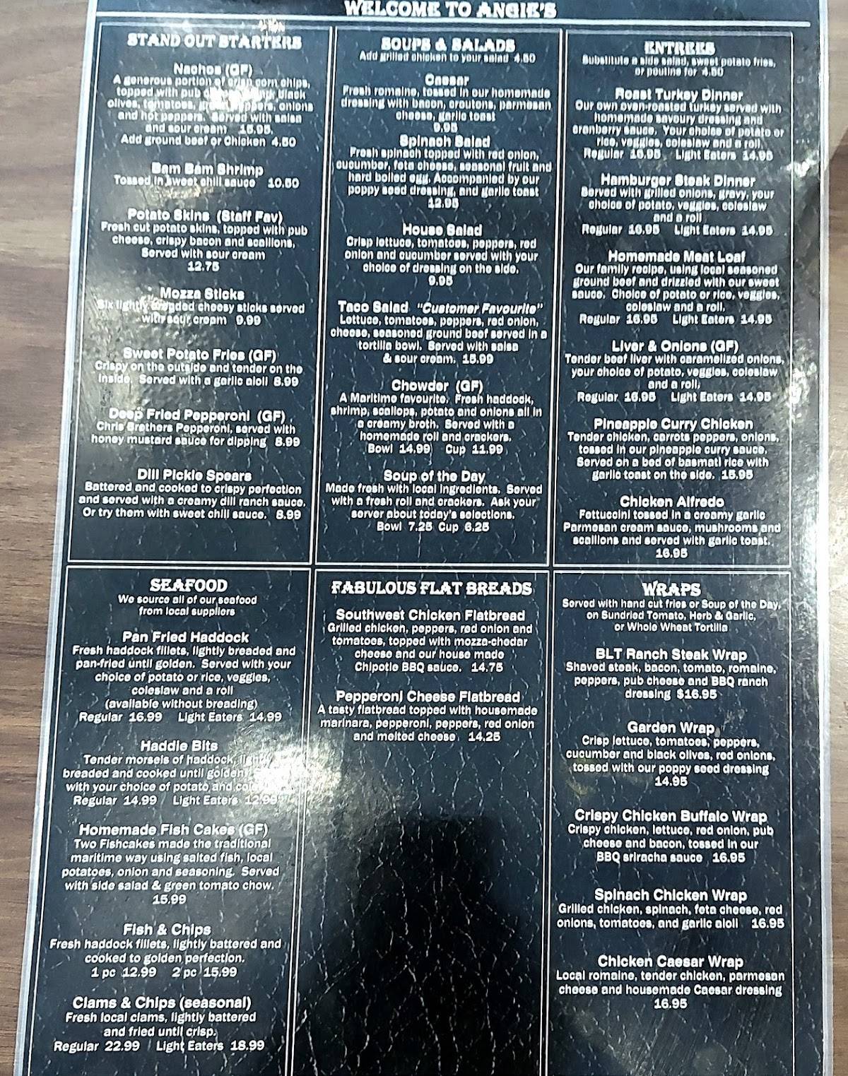 Menu at Angie's Family Restaurant, Middleton