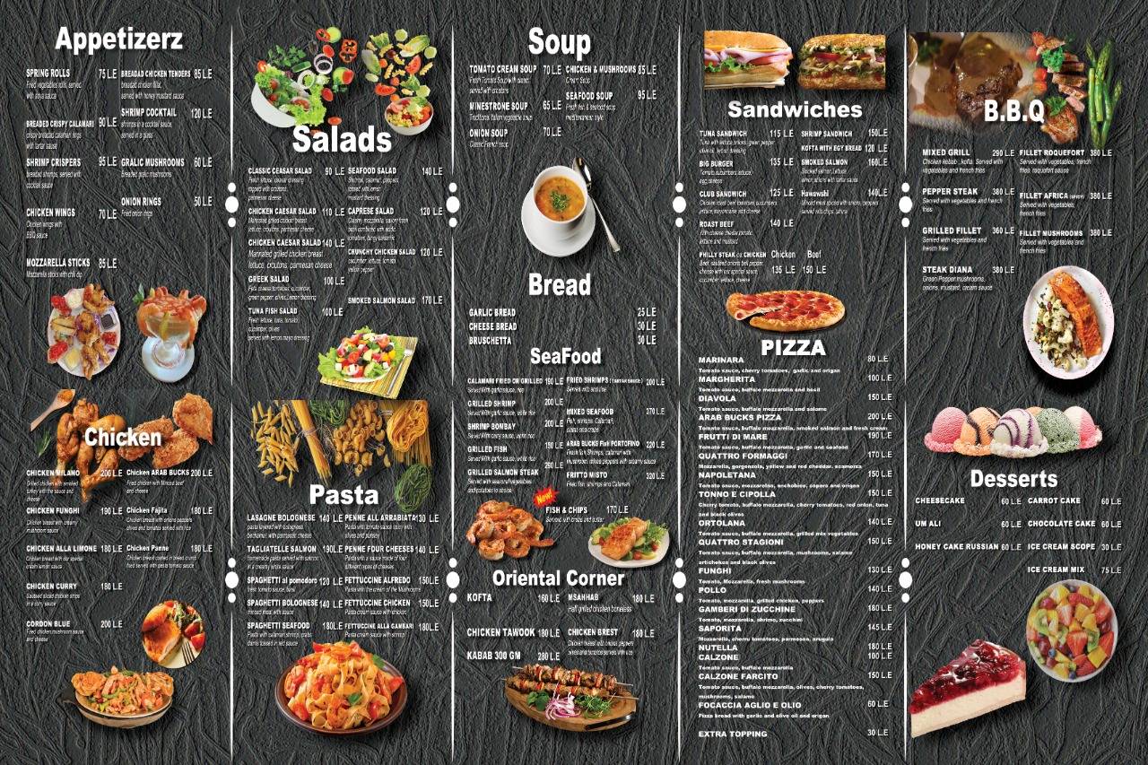 Menu at Arab Bucks, Cafe And Resturaunt, Sharm el Shiekh, Sharm El-Sheikh
