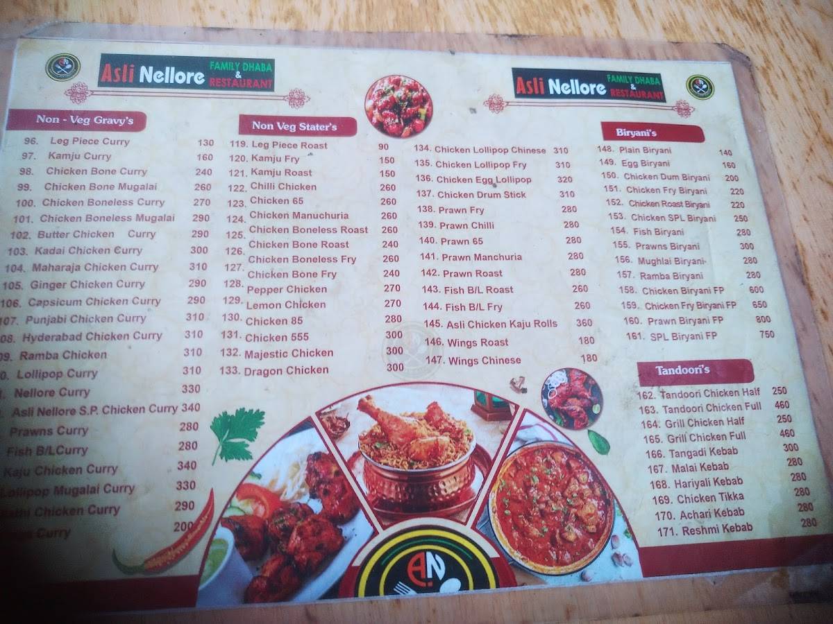 Menu at Asli Nellore Family Dhaba and Restaurant, Nellore