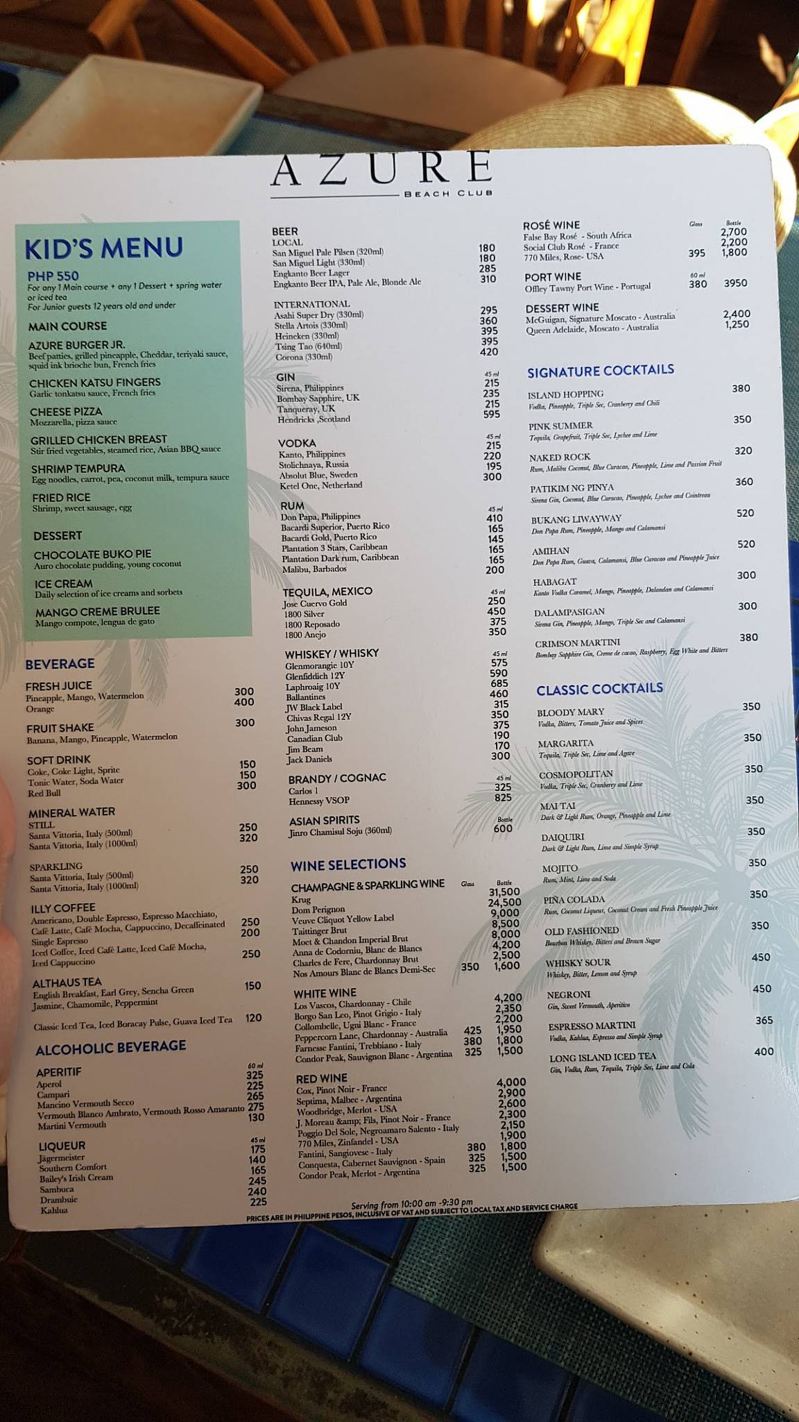 Carta de Azure Beach Club Boracay, Malay