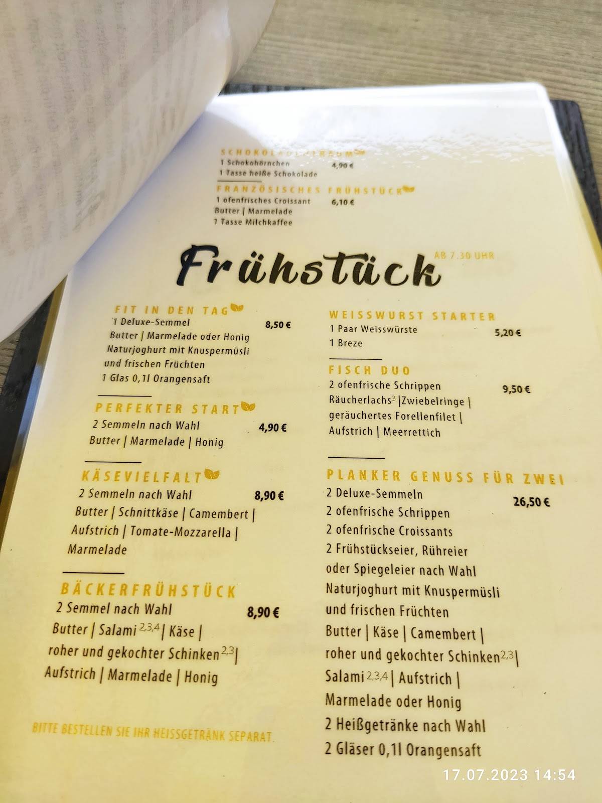 Speisekarte von Bäckerei Konditorei Cafe Plank GmbH, Mühlhausen