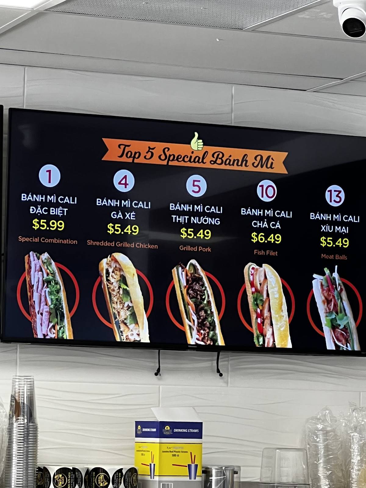 Menu at Bánh Mì Cali restaurant, Garland